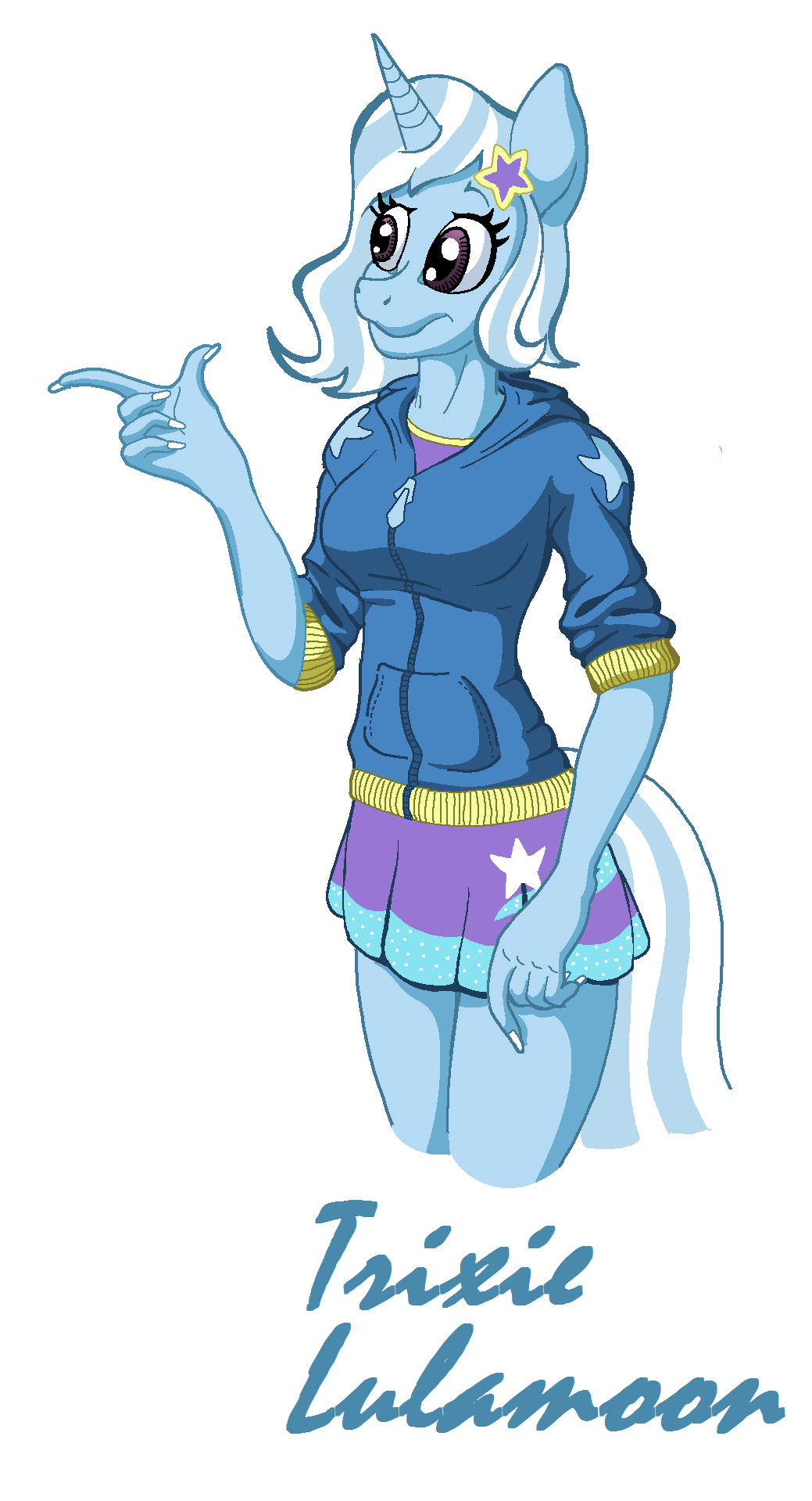 #2067360 - safe, artist:dirt-slayer, trixie, anthro, clothes, equestria girls outfit, female ...