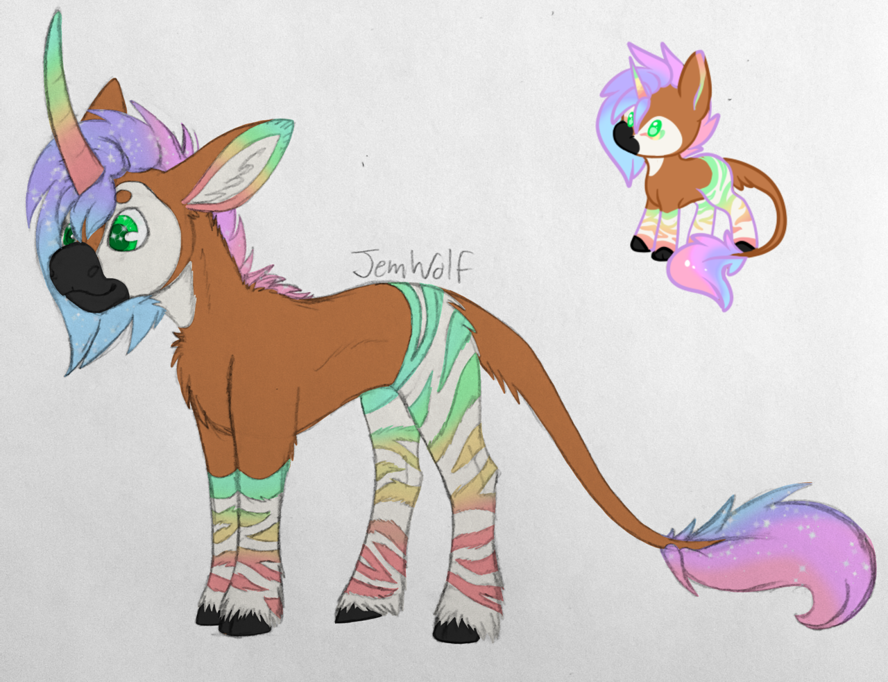 #2056441 - safe, artist:jemwolf, oc, oc only, okapi, pony, solo ...