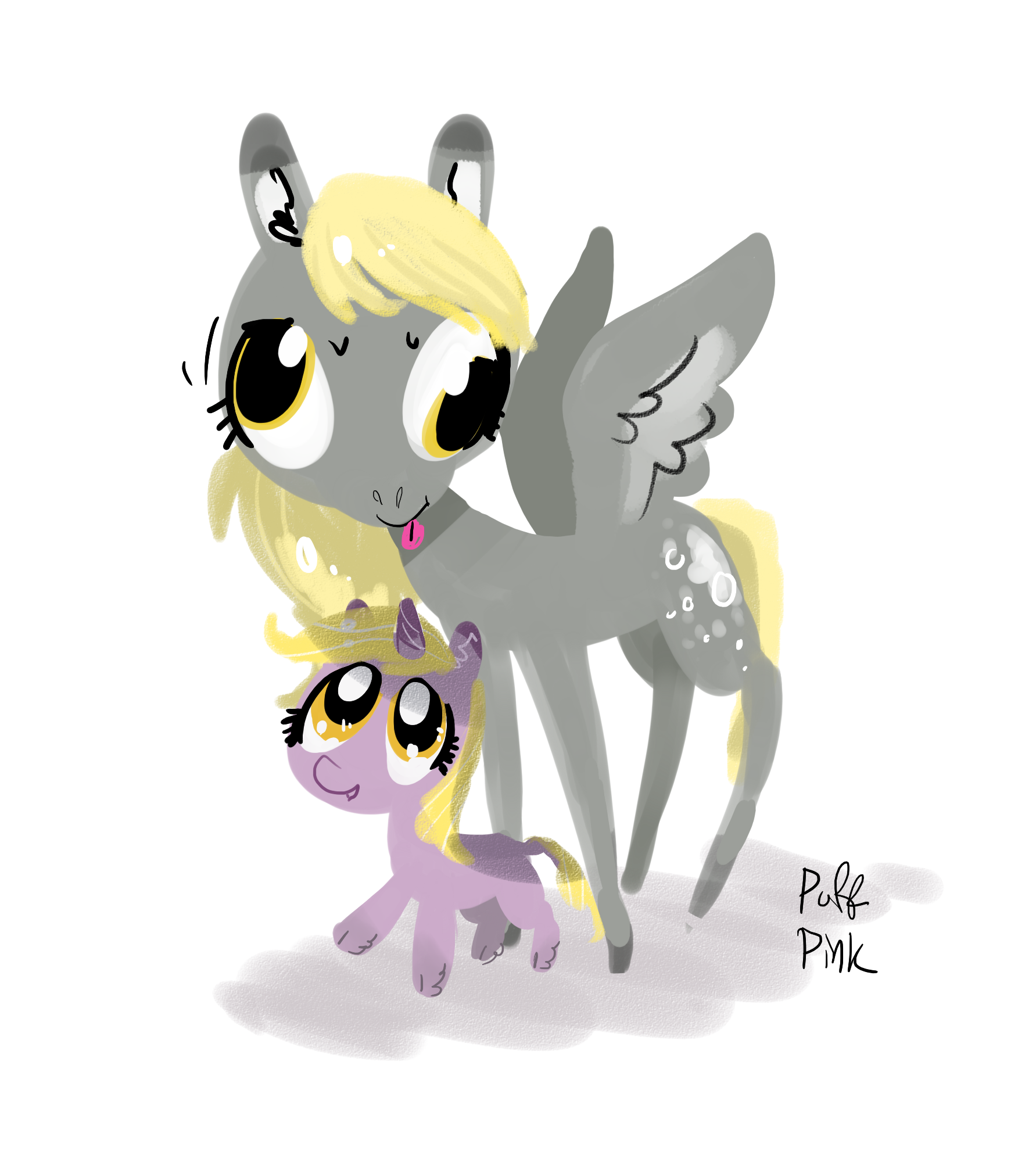 #2074961 - safe, artist:puffpink, derpy hooves, dinky hooves, pegasus ...