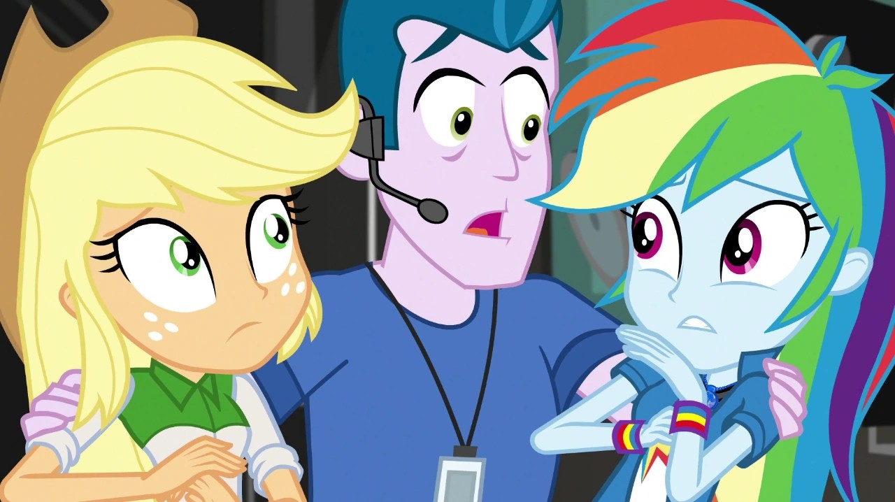 #2103705 - safe, screencap, applejack, nervous pa, rainbow dash, human ...