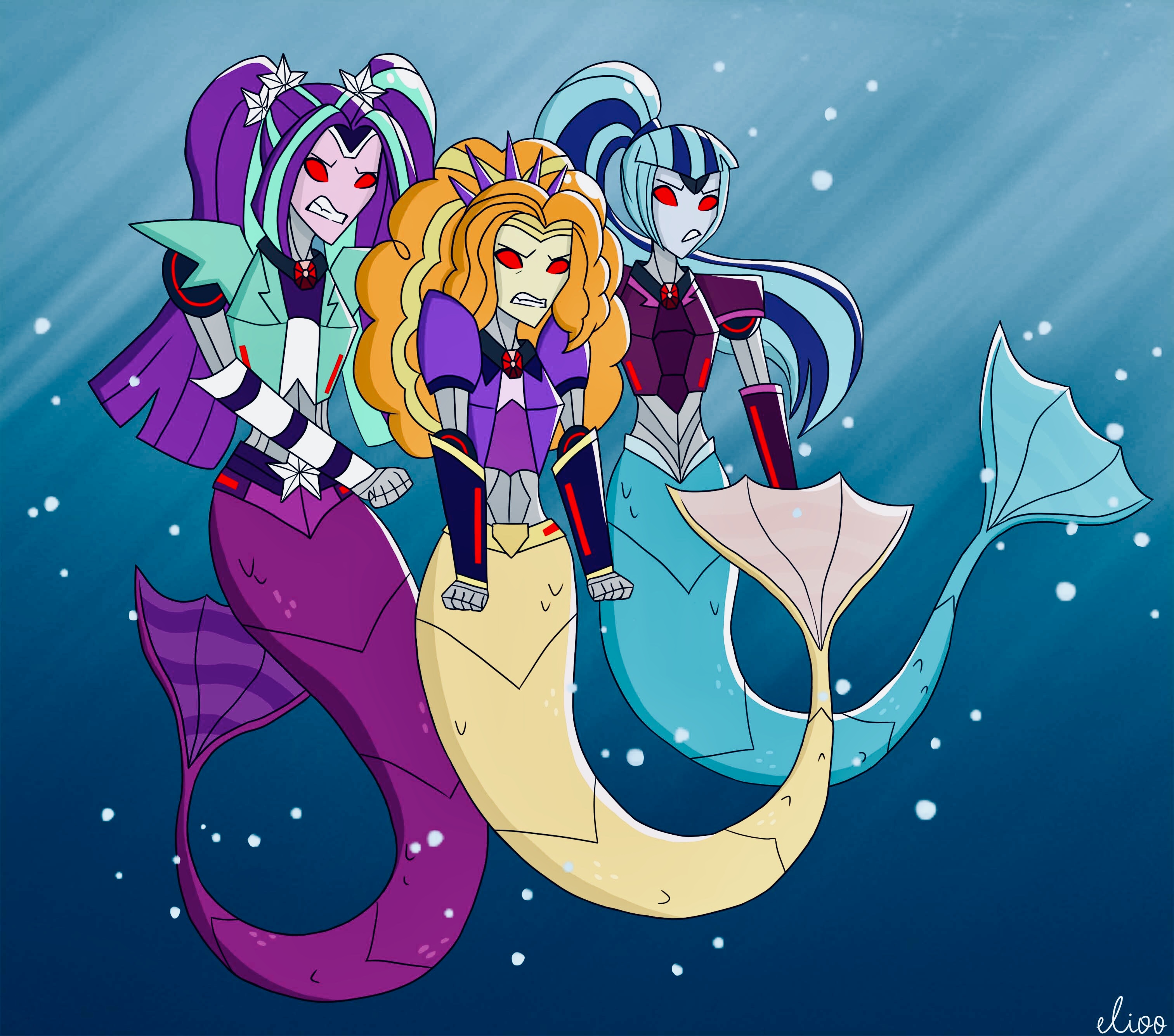 #2123300 - safe, artist:elioo, adagio dazzle, aria blaze, sonata dusk ...