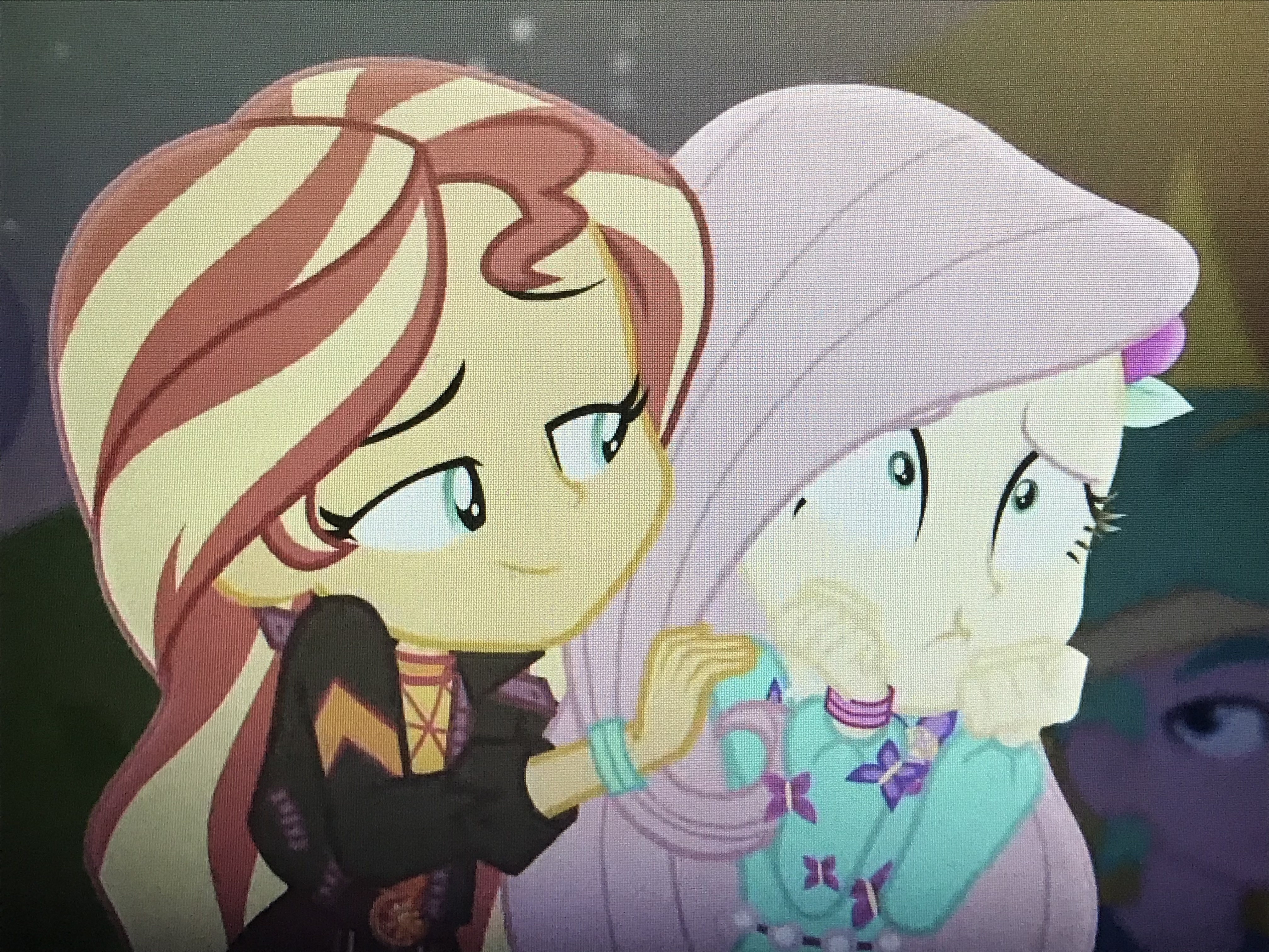 #2145958 - safe, screencap, fluttershy, lemon zack, sunset shimmer ...