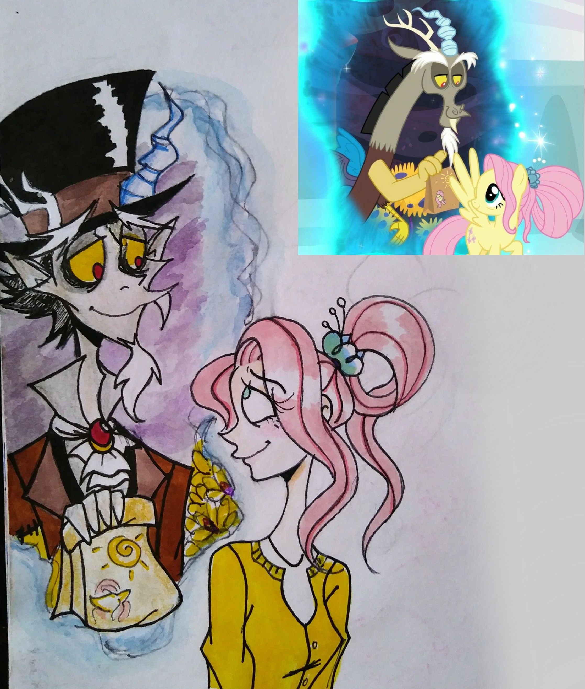 #2156353 - safe, artist:citi, discord, fluttershy, human, g4, my little ...