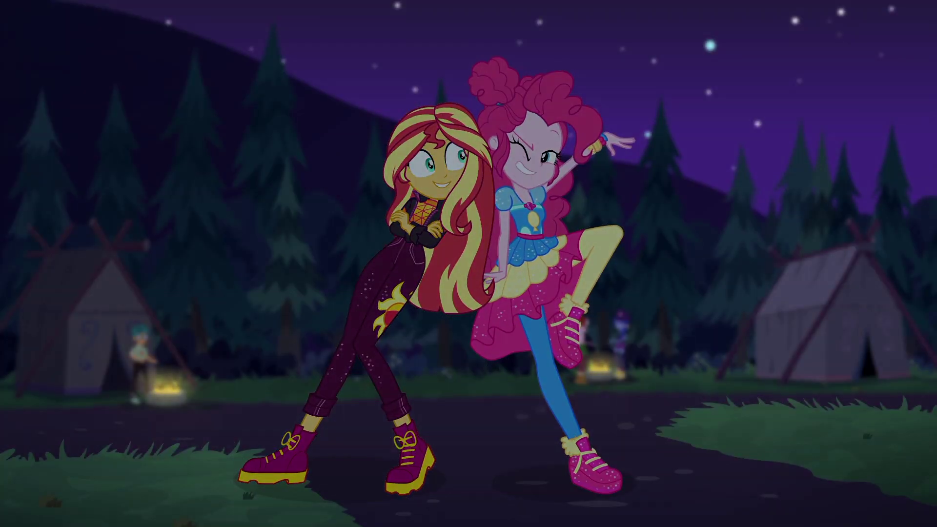#2240194 - safe, screencap, pinkie pie, sunset shimmer, equestria girls ...