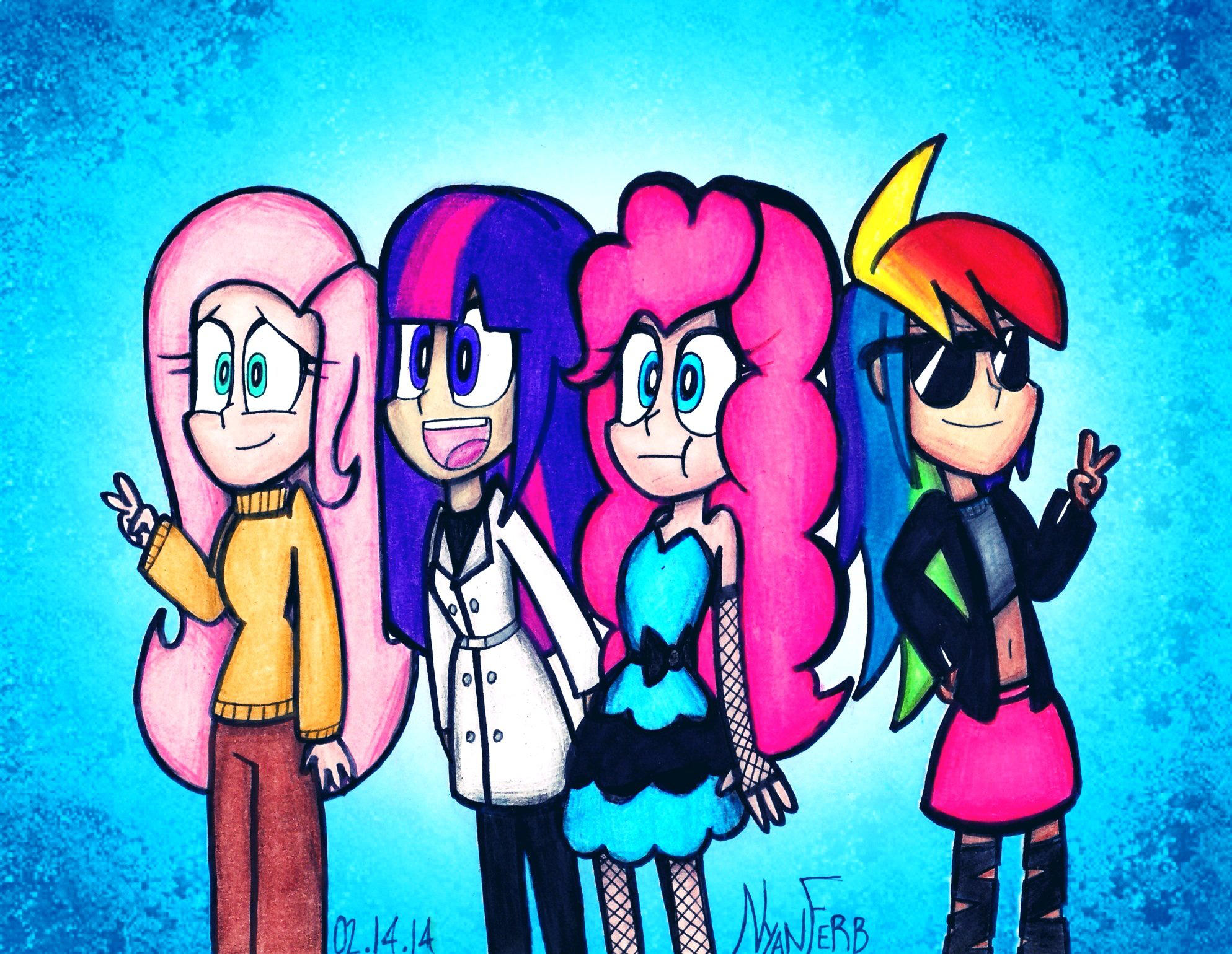 #2456990 - safe, artist:insomniaqueen, fluttershy, pinkie pie, rainbow ...