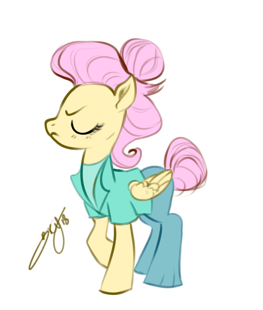 #2491652 - safe, artist:opalacorn, fluttershy, pegasus, pony, fake it ...