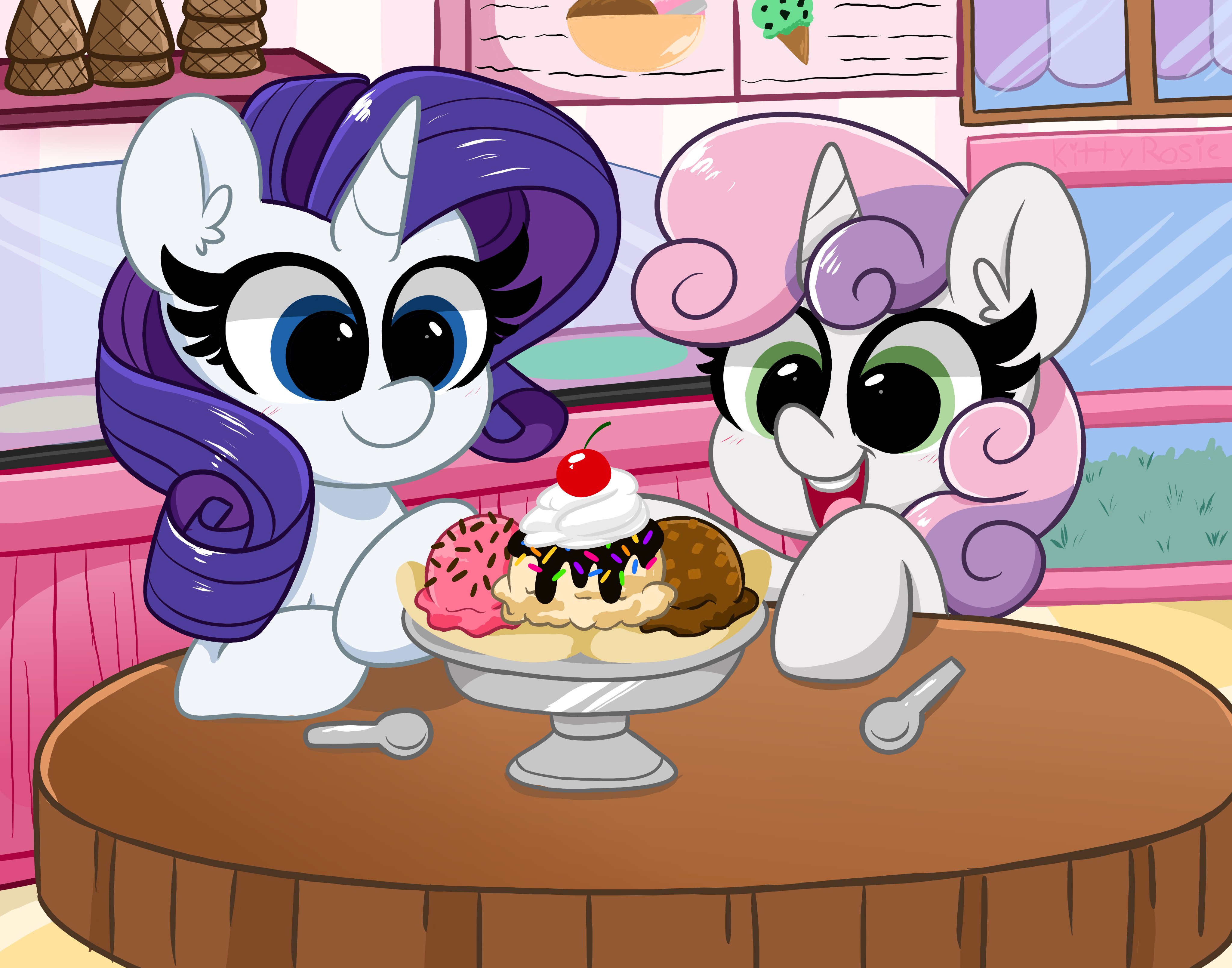 #2497697 - safe, artist:kittyrosie, rarity, sweetie belle, pony ...