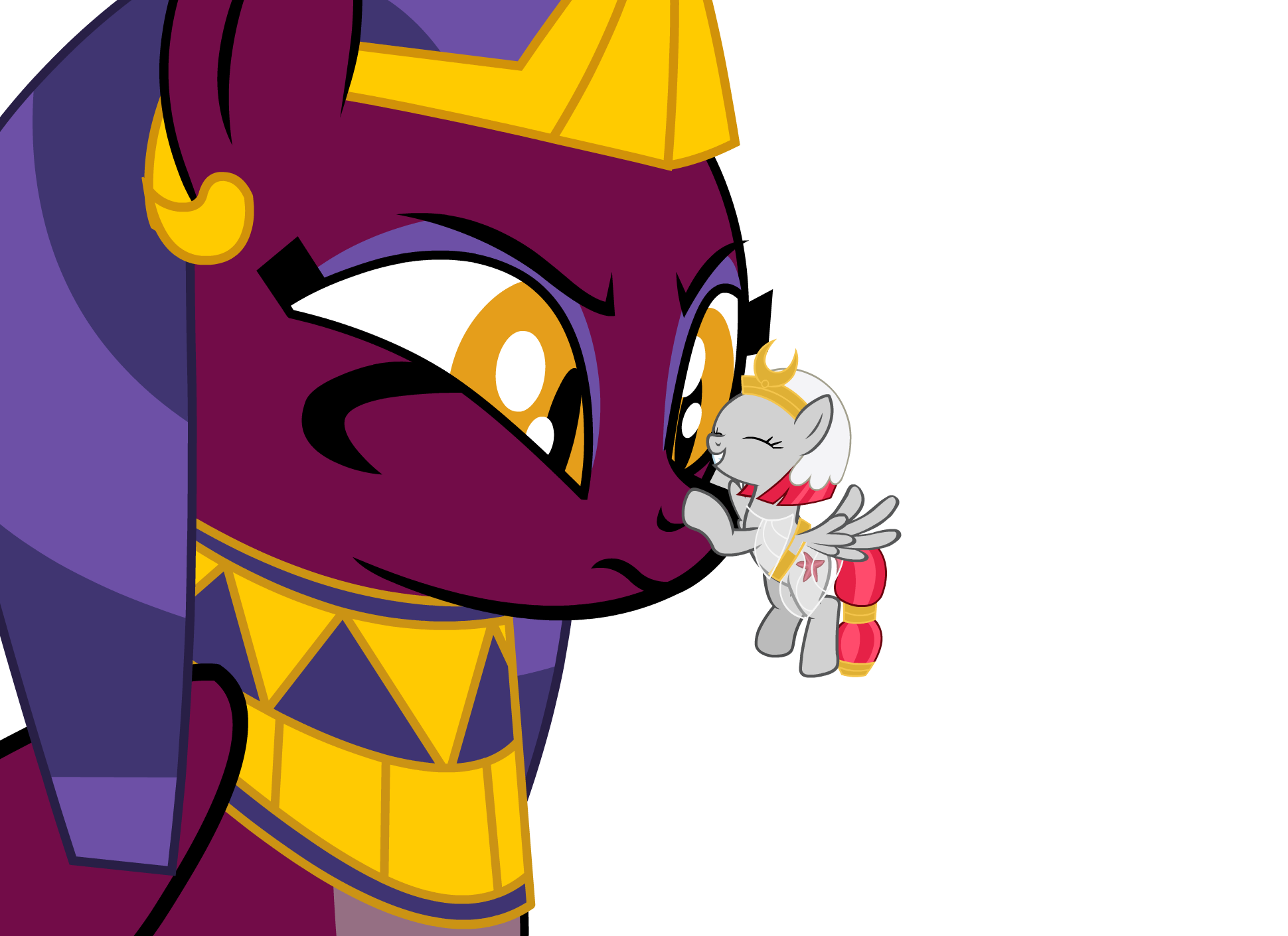 #2515878 - safe, artist:shelikof launch, derpibooru exclusive, the sphinx, oc, oc:tiny jasmini ...