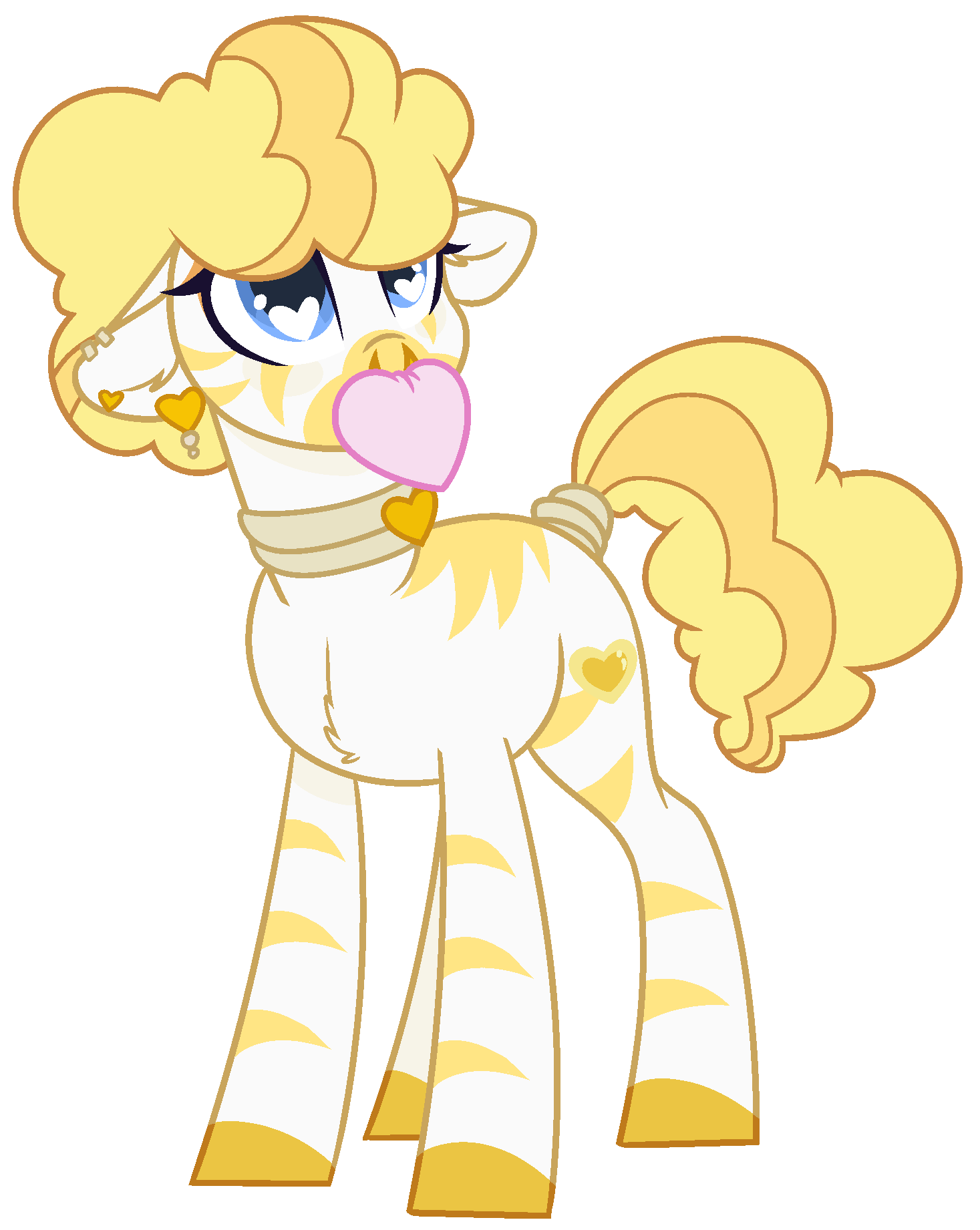 #2290199 - safe, artist:arshe12, oc, oc only, oc:golden heart, pony, zebra, albino, floppy ears ...