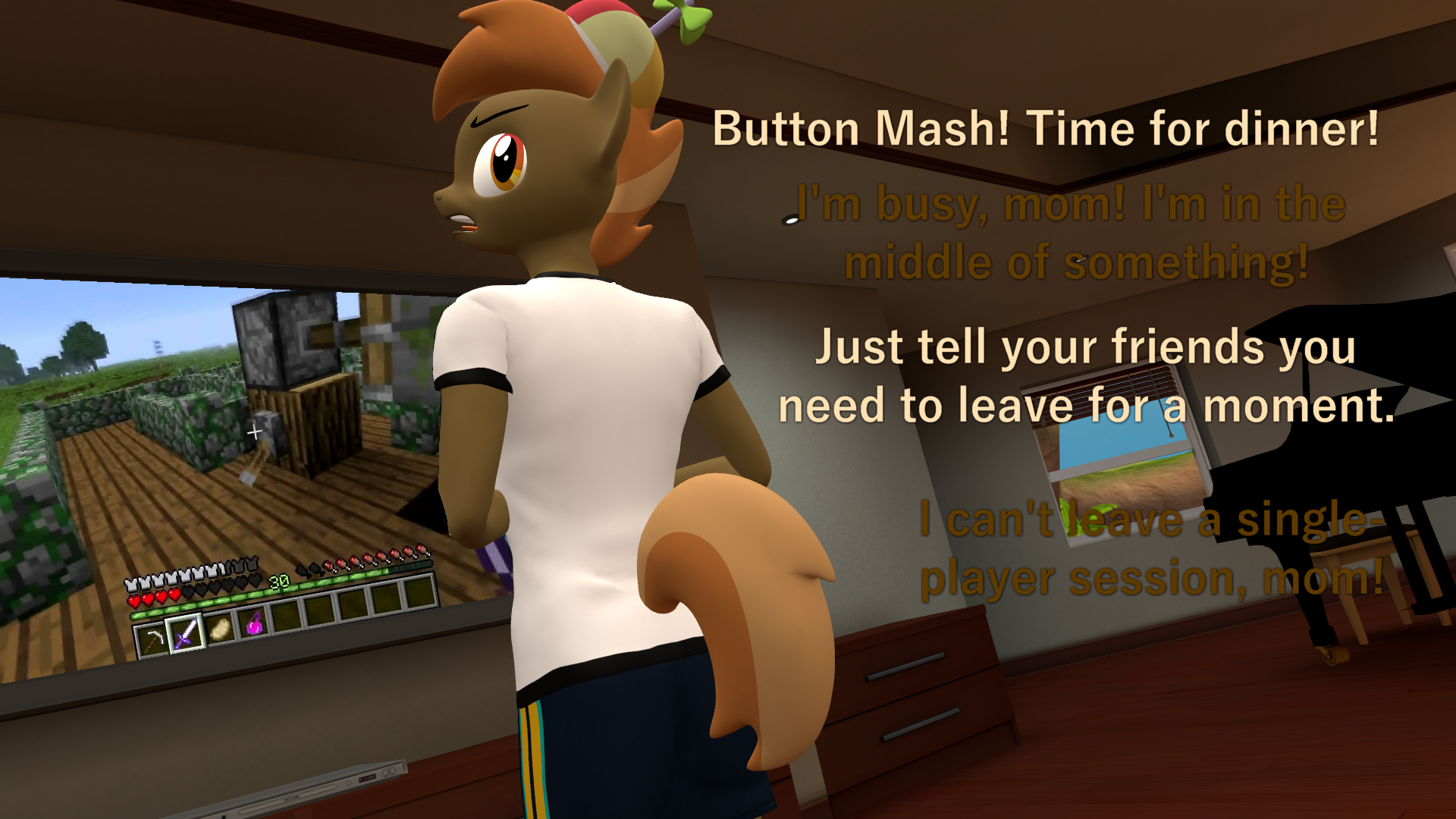 #2321085 - safe, artist:papadragon69, button mash, anthro, g4, 3d ...