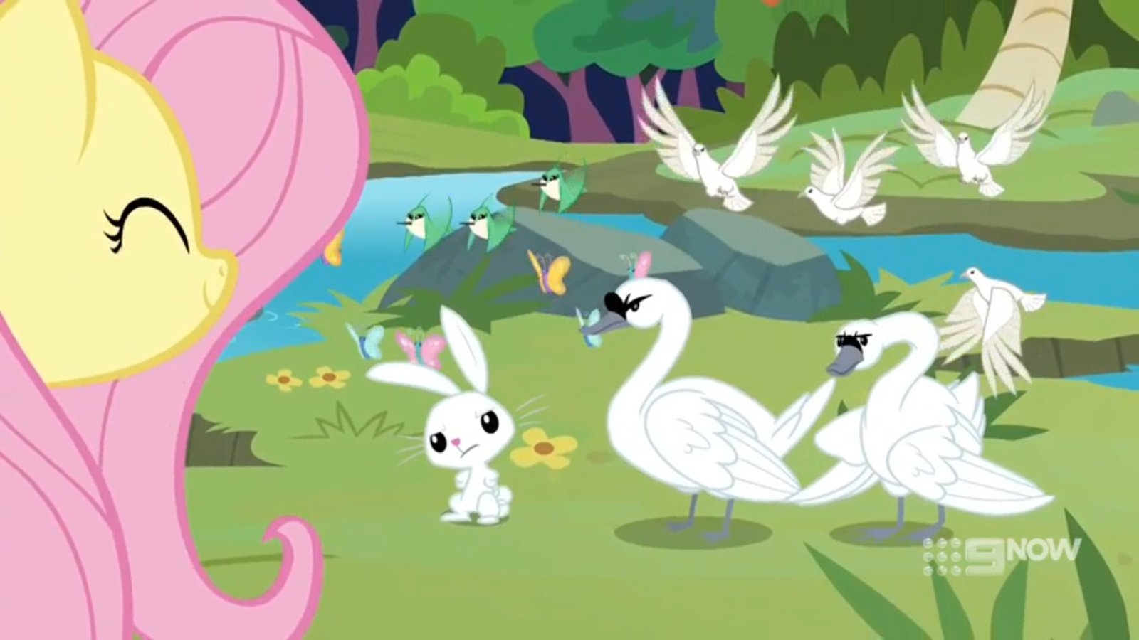 #2340374 - safe, screencap, angel bunny, eloise, fluttershy, hubert ...