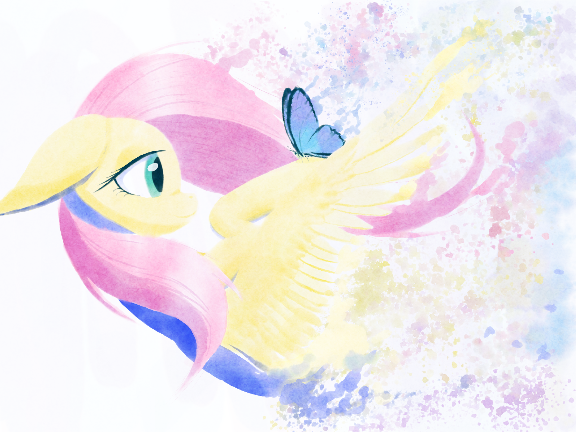 #2384414 - safe, artist:yamasan3121, fluttershy, butterfly, pegasus ...