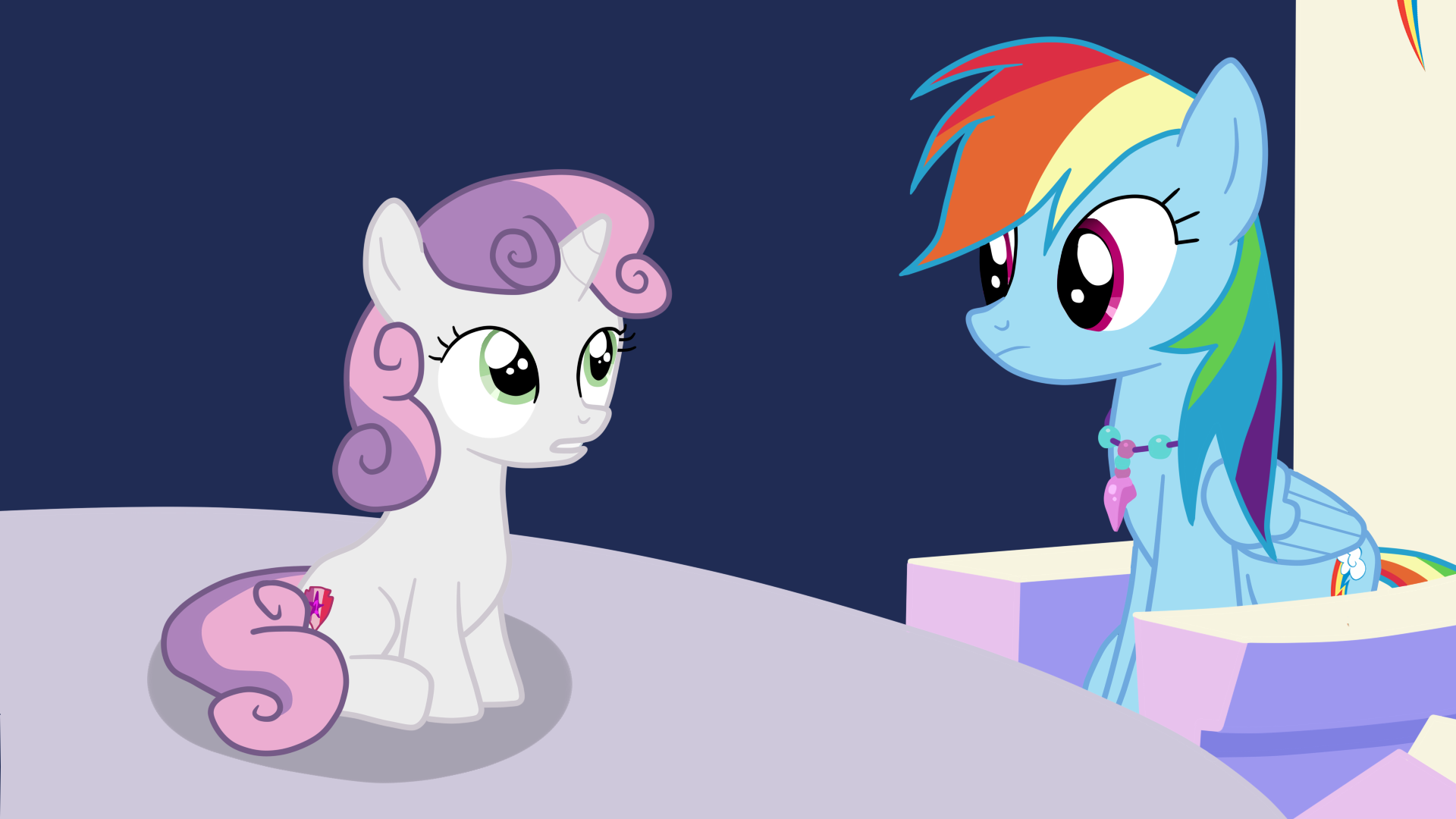 #2385147 - safe, artist:kazamacat, rainbow dash, sweetie belle, pegasus ...