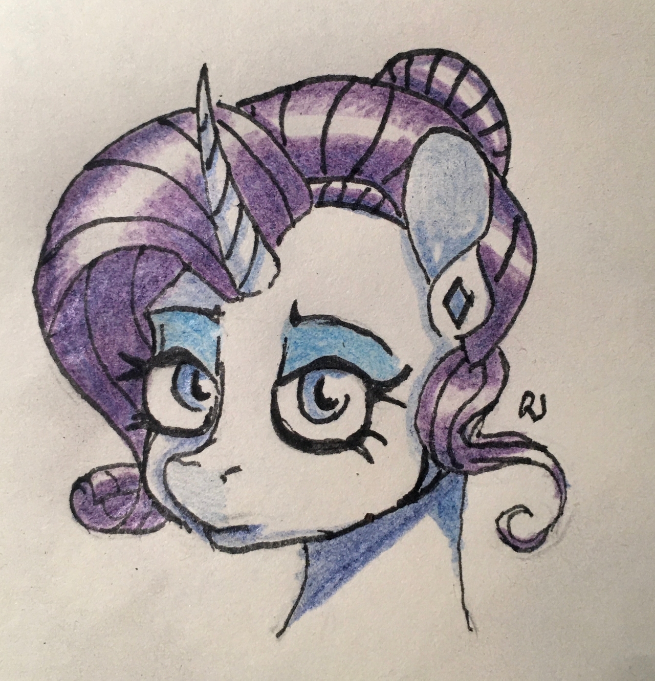 #2370121 - safe, artist:rotten-jaws, rarity, pony, unicorn, bust ...