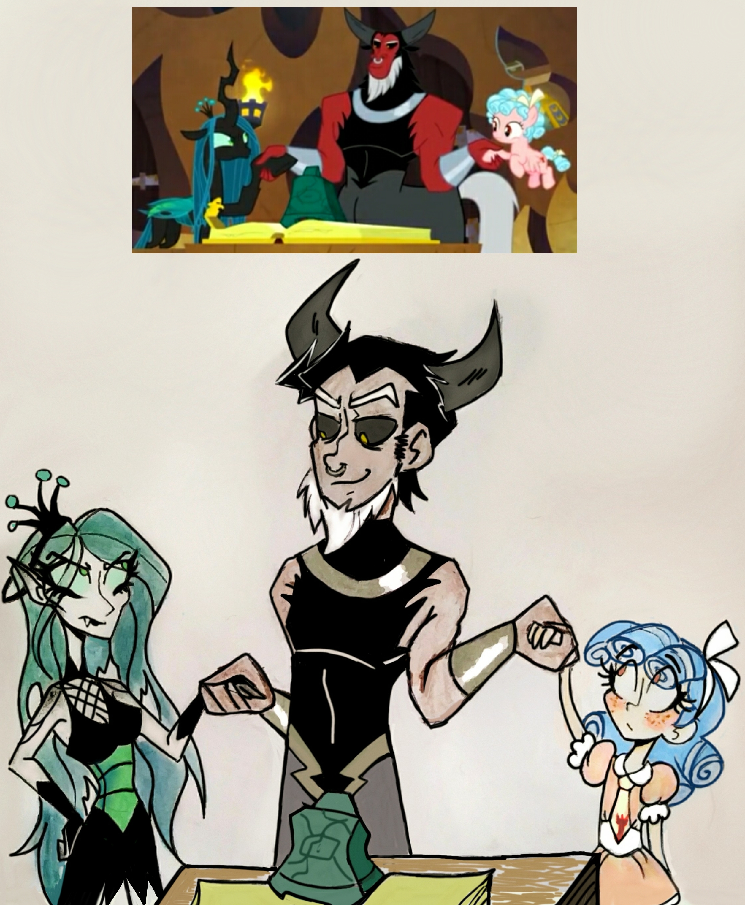 #2397001 - safe, artist:citi, screencap, cozy glow, lord tirek, queen ...