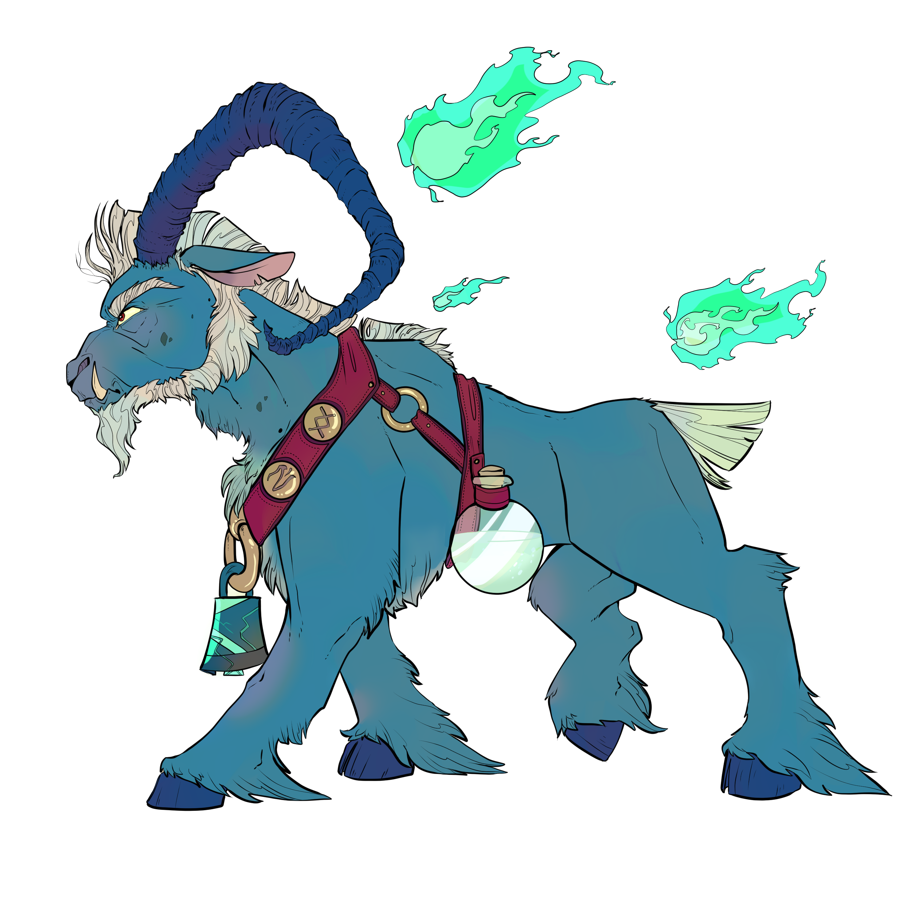 #2397490 - safe, artist:sourcherry, grogar, goat, pony, bell, cloven ...