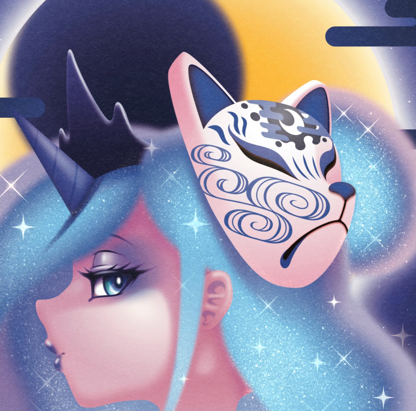 #2401251 - safe, artist:michiyoshi, princess luna, human, crown ...