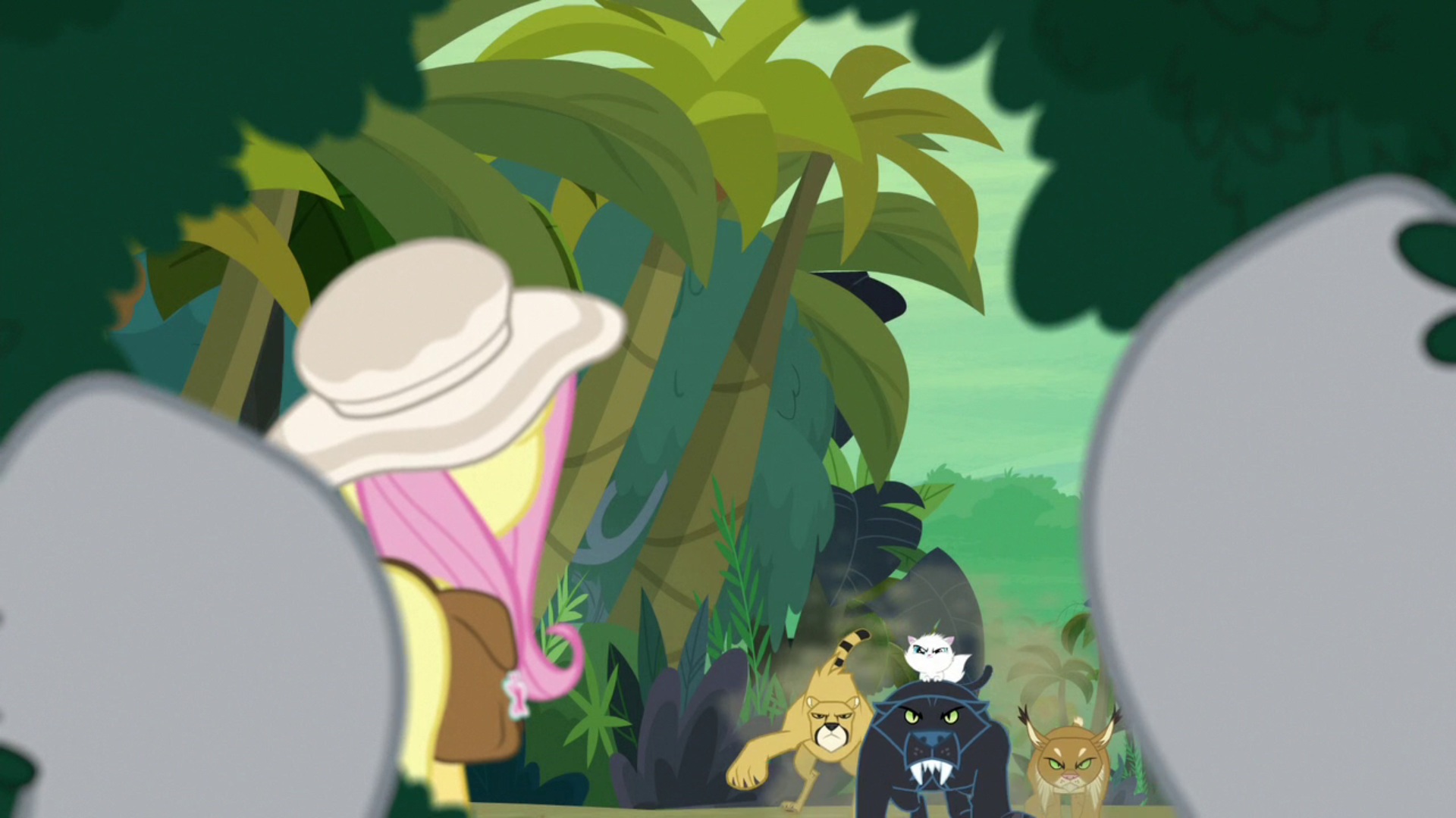 #2390189 - safe, screencap, fluttershy, withers, big cat, cat, cheetah ...