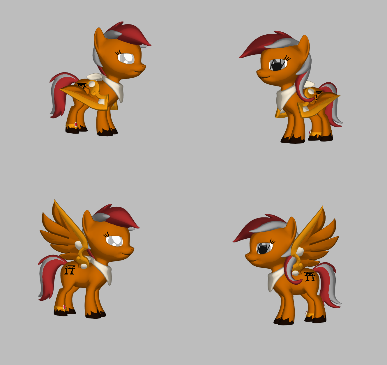 #2425533 - safe, oc, bat pony, hybrid, pegasus, pony, 3d, reference ...
