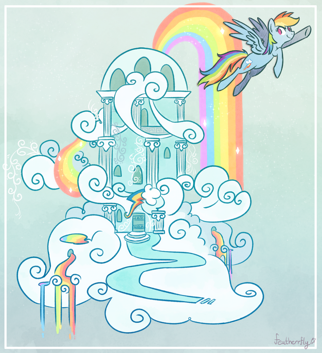 #2428966 - safe, artist:featherrfly, rainbow dash, pegasus, pony, g4 ...