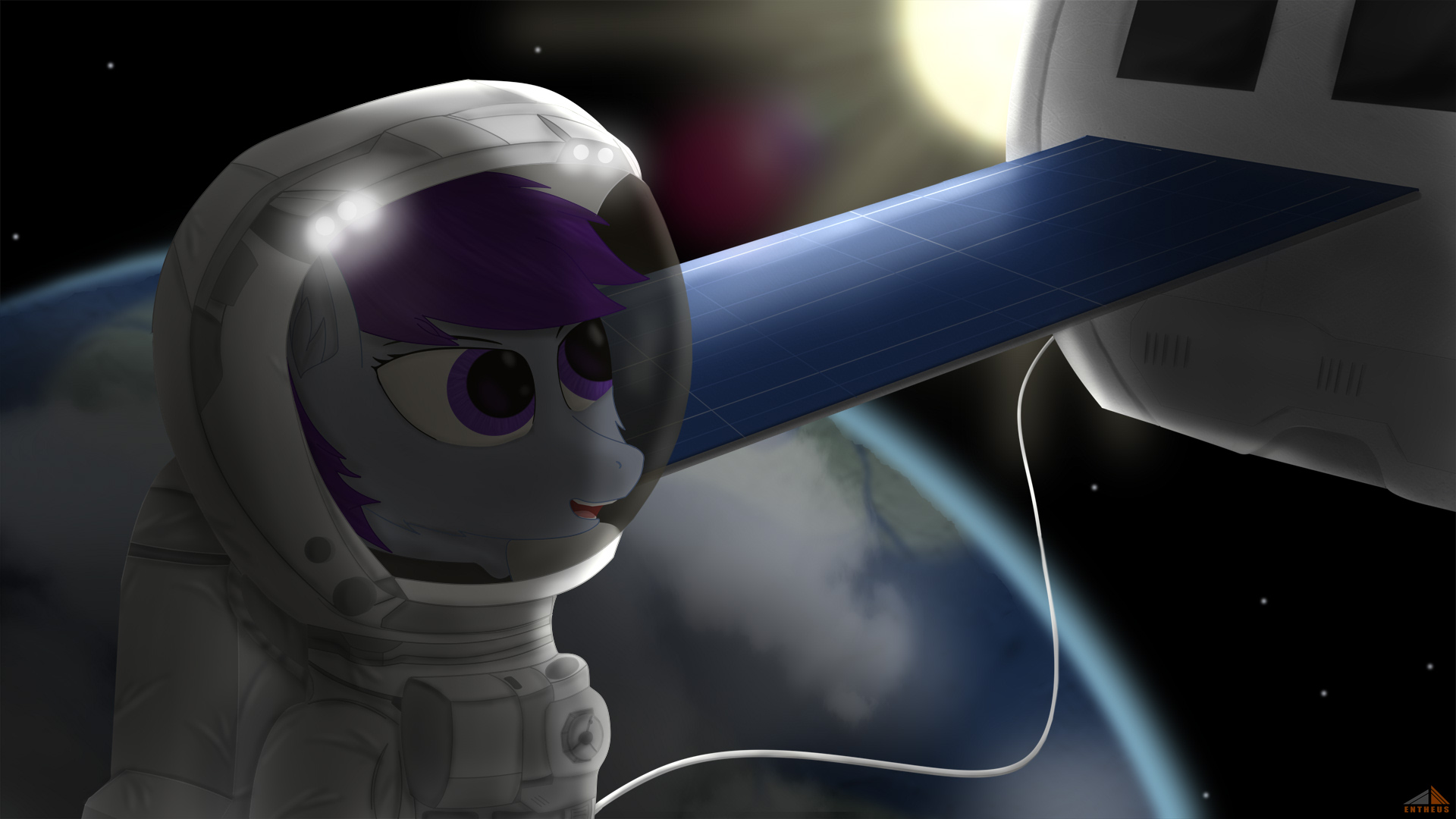 #2434227 - safe, artist:entheusdm, oc, pony, astronaut, science, space ...