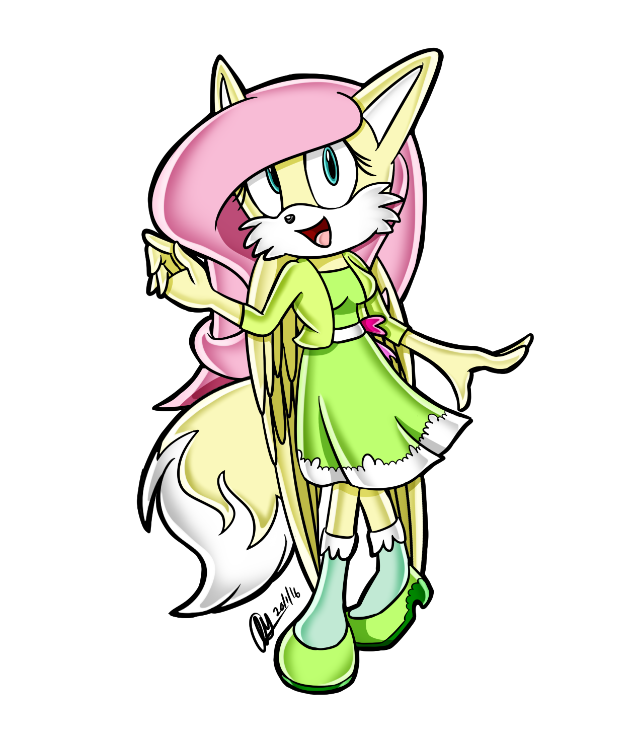 #2417658 - safe, artist:mysteryart716, part of a set, fluttershy, fox ...