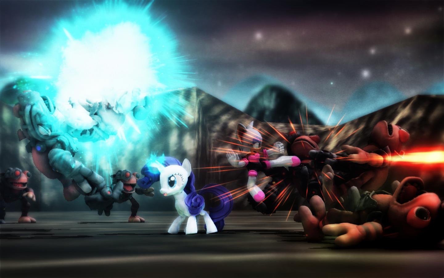 #2534881 - safe, artist:ninjawsgaiden, rarity, bat, g4, 3d, crossover ...