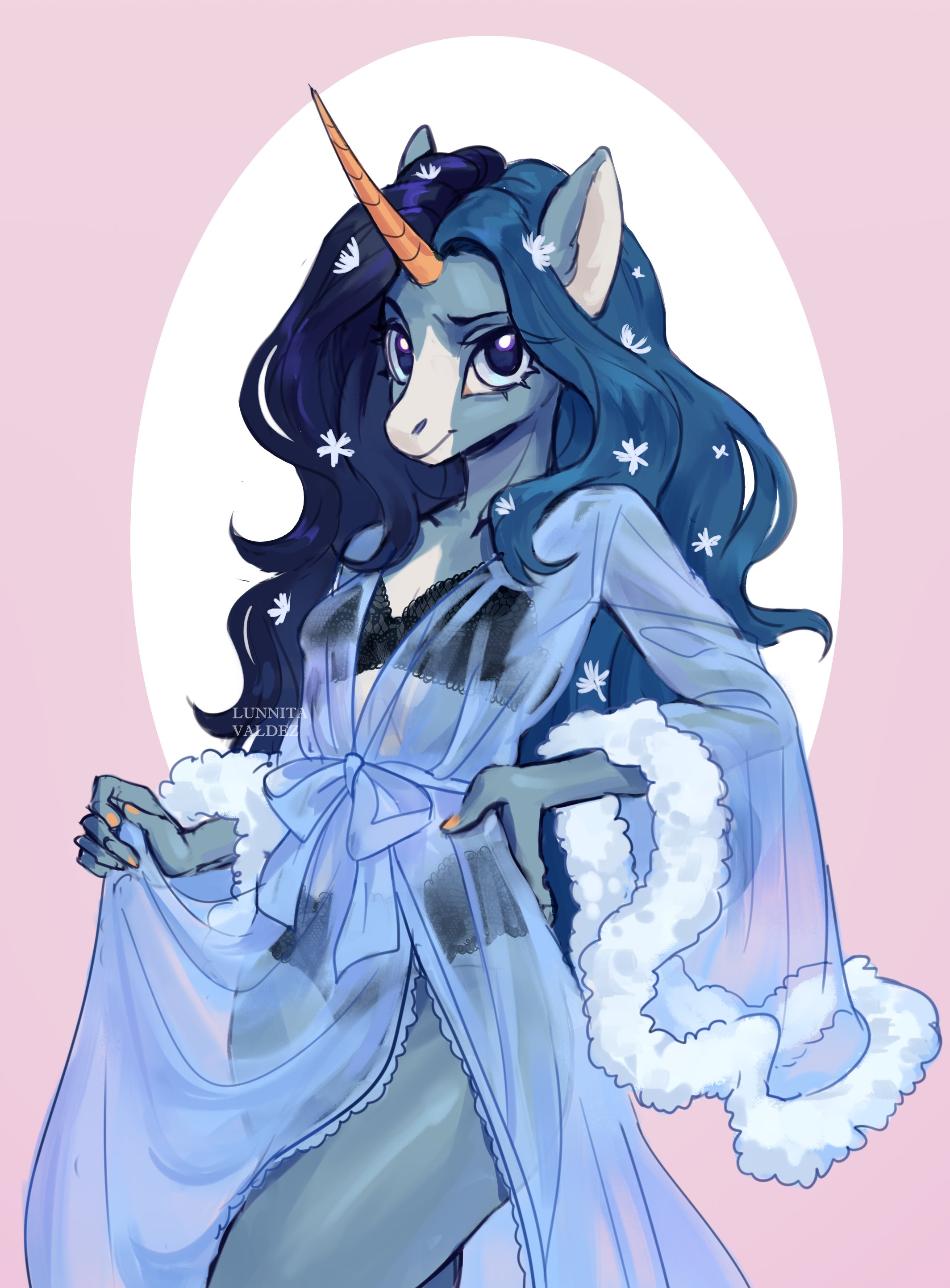 #2725970 - safe, artist:lunnita_pony, oc, oc only, unicorn, anthro ...