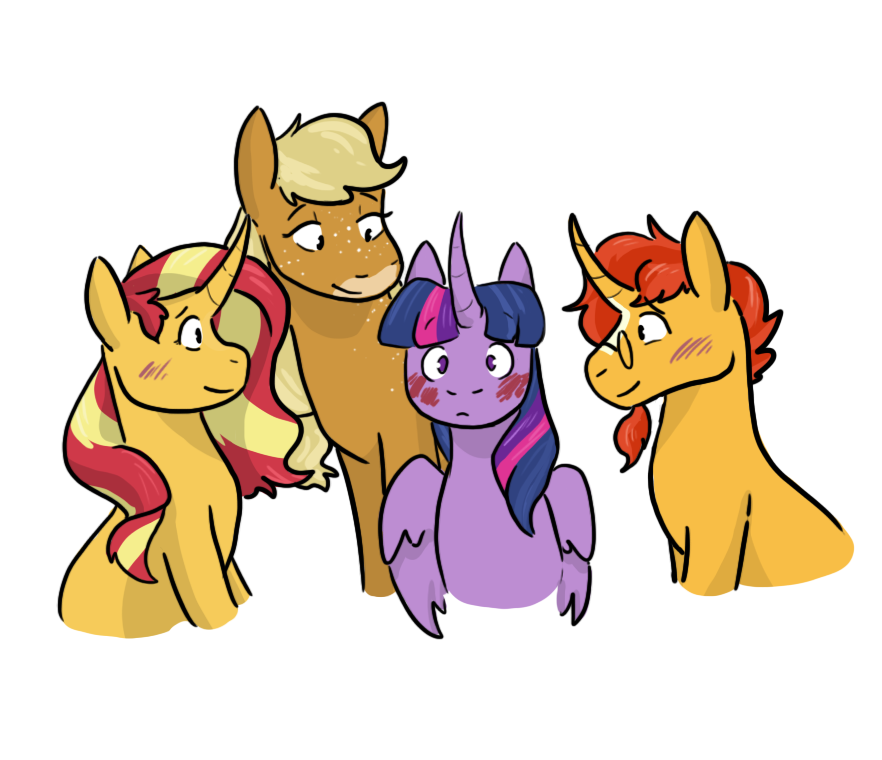 #2730689 - safe, artist:moonstruck-badger, edit, applejack, sunburst ...