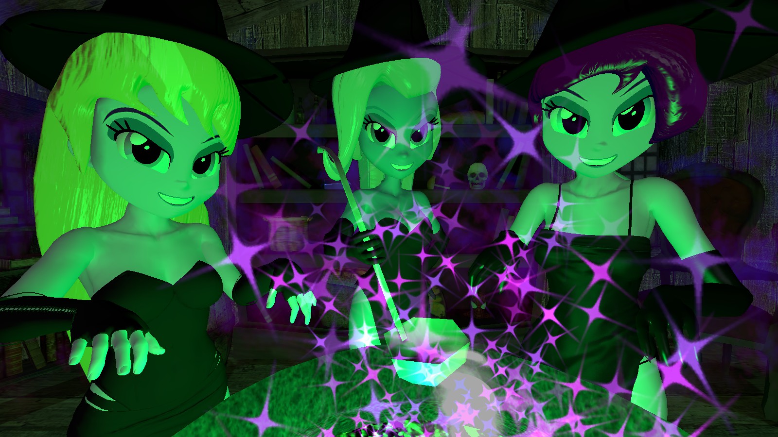 #2733794 - safe, artist:oatmeal!, fuchsia blush, lavender lace, trixie ...