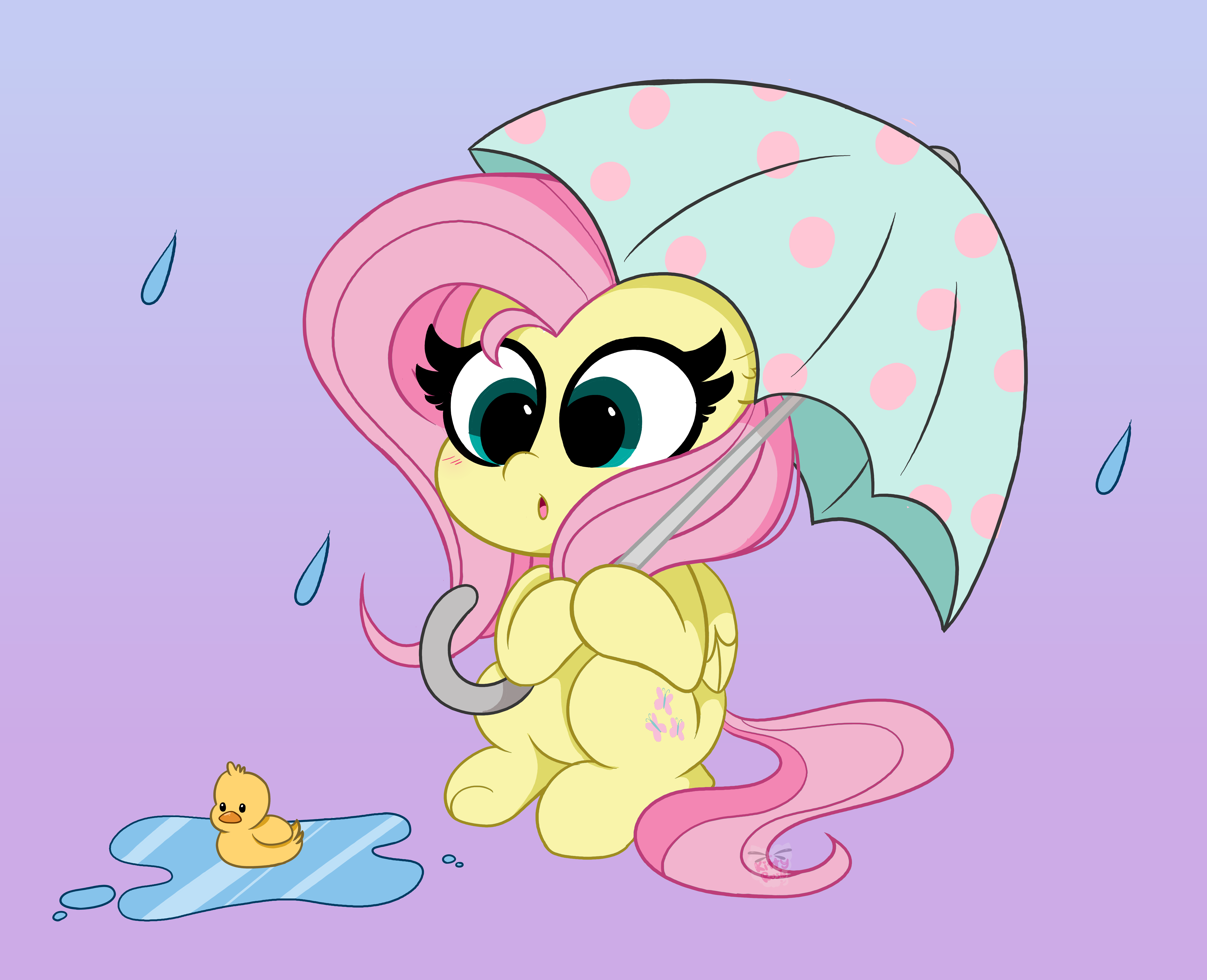 #2719408 - safe, artist:kittyrosie, fluttershy, bird, duck, pegasus ...