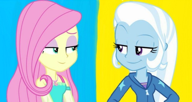 #2743218 - safe, artist:louie-green, fluttershy, trixie, equestria ...