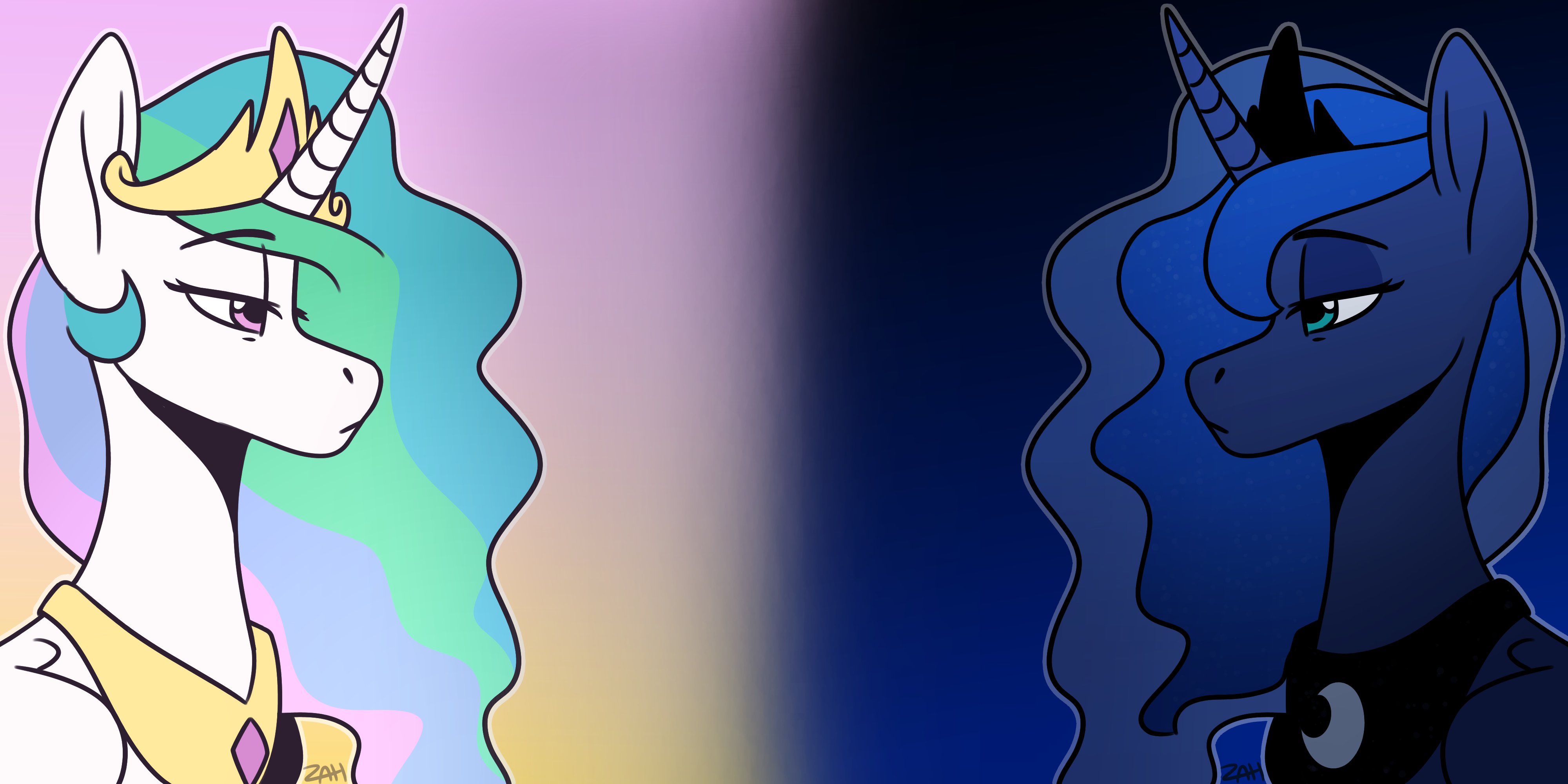 #2746467 - safe, artist:zahsart, princess celestia, princess luna ...