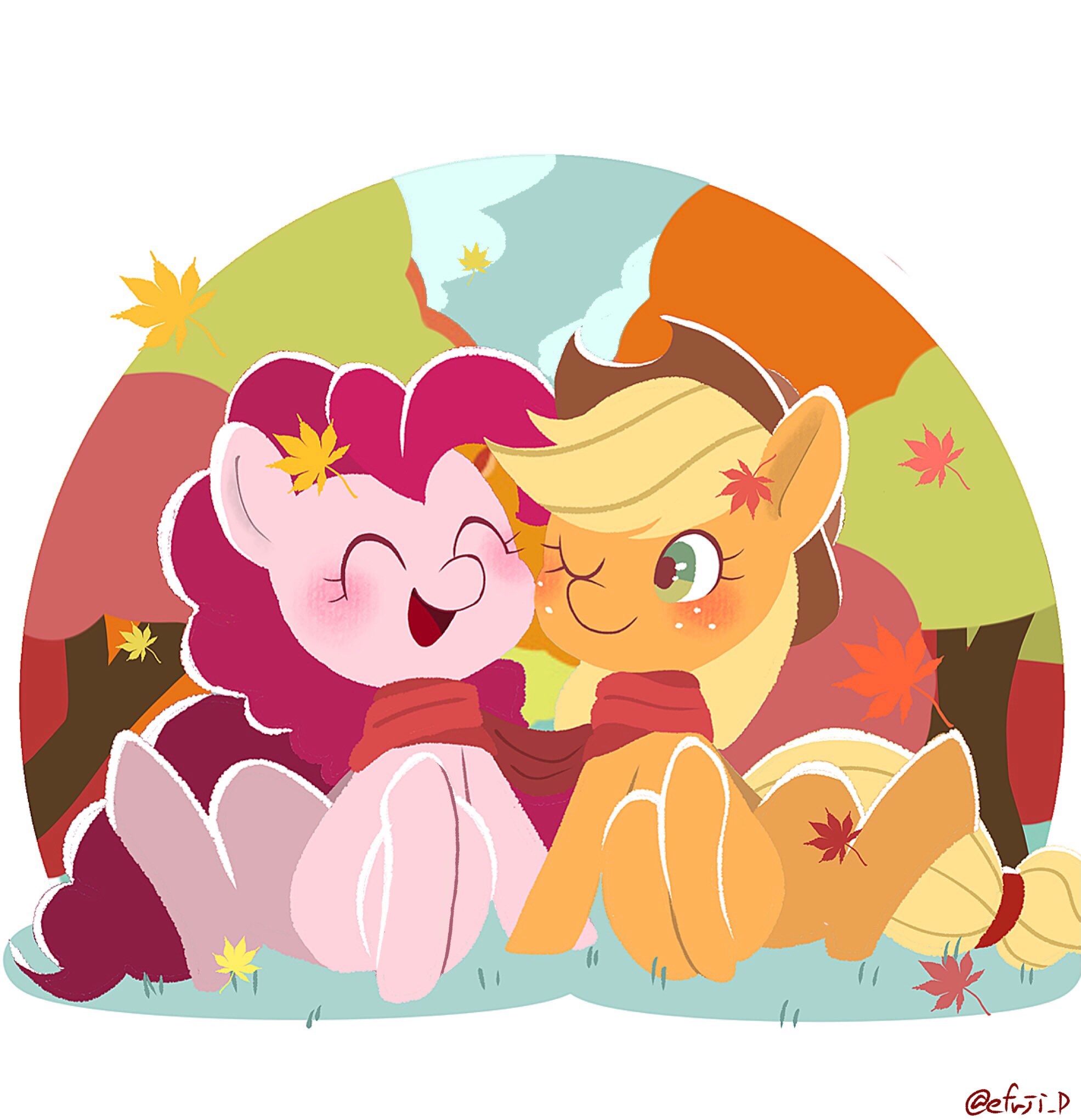 #2741800 - safe, artist:efuji_d, applejack, pinkie pie, earth pony ...