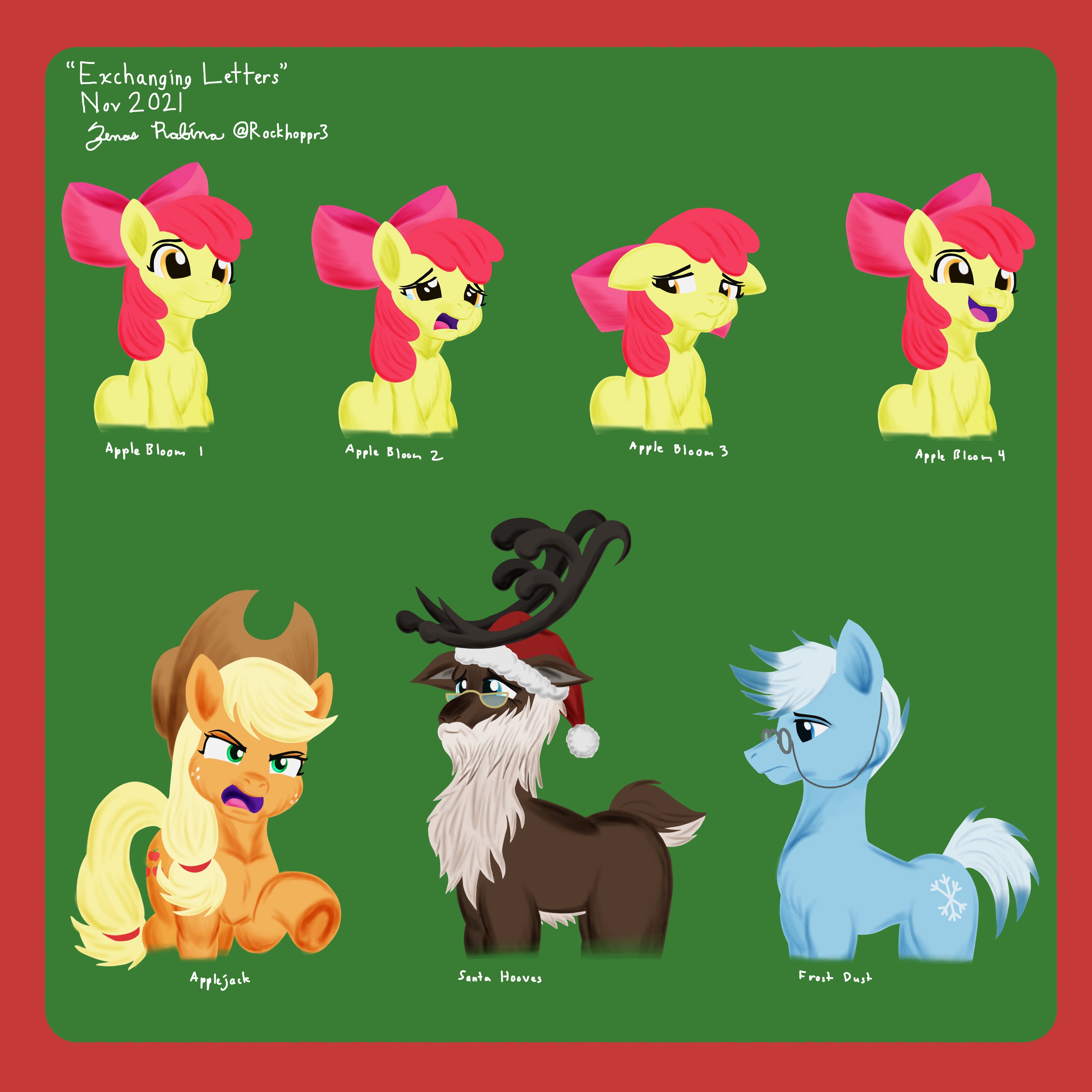 #2763091 - safe, artist:rockhoppr3, apple bloom, applejack, oc, deer ...