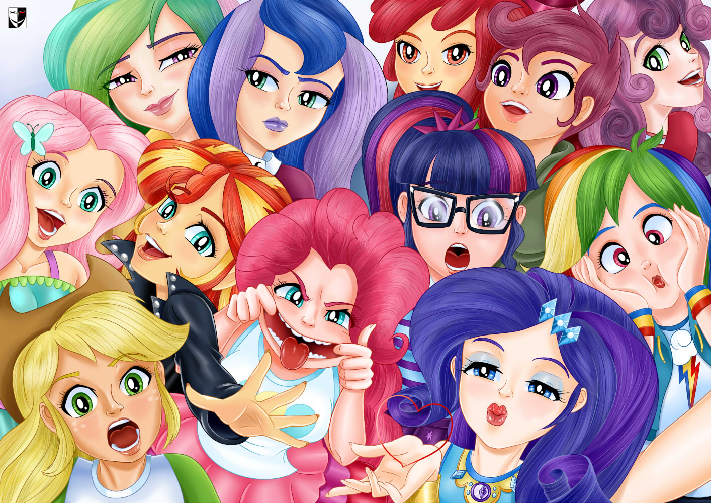 #2767862 - safe, artist:lord--opal, apple bloom, applejack, fluttershy ...