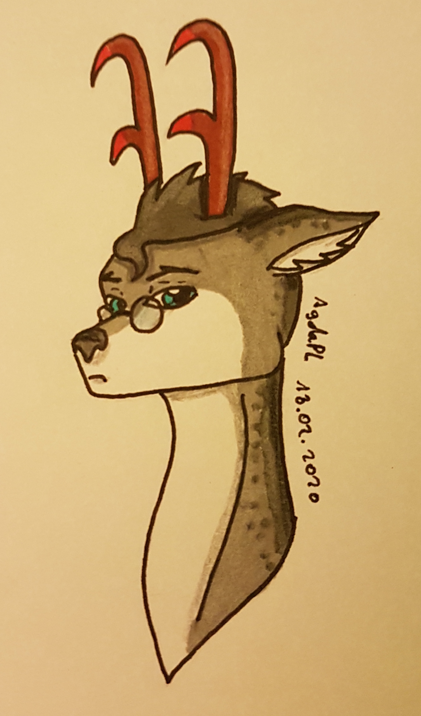 #2593806 - safe, artist:agdapl, deer, antlers, bust, crossover, glasses ...