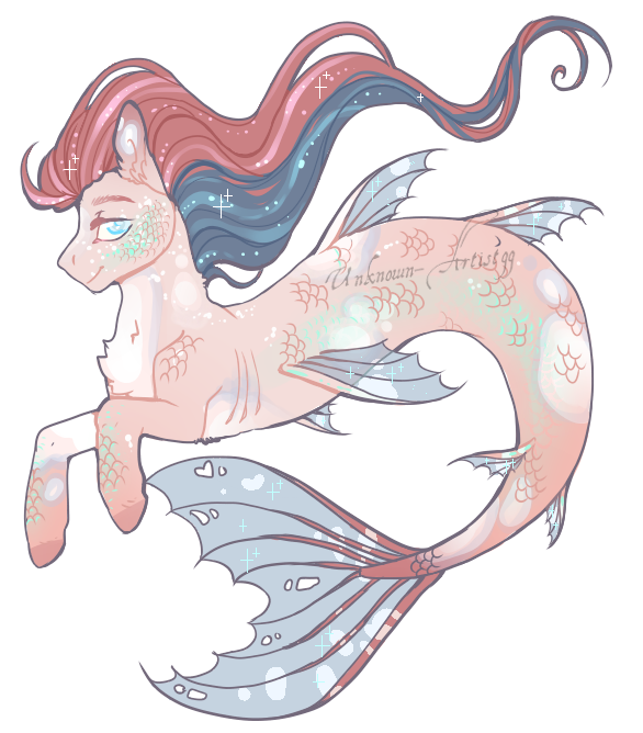 #2635399 - safe, artist:unknown-artist99, oc, oc only, hybrid, merpony, seapony (g4), blue eyes ...