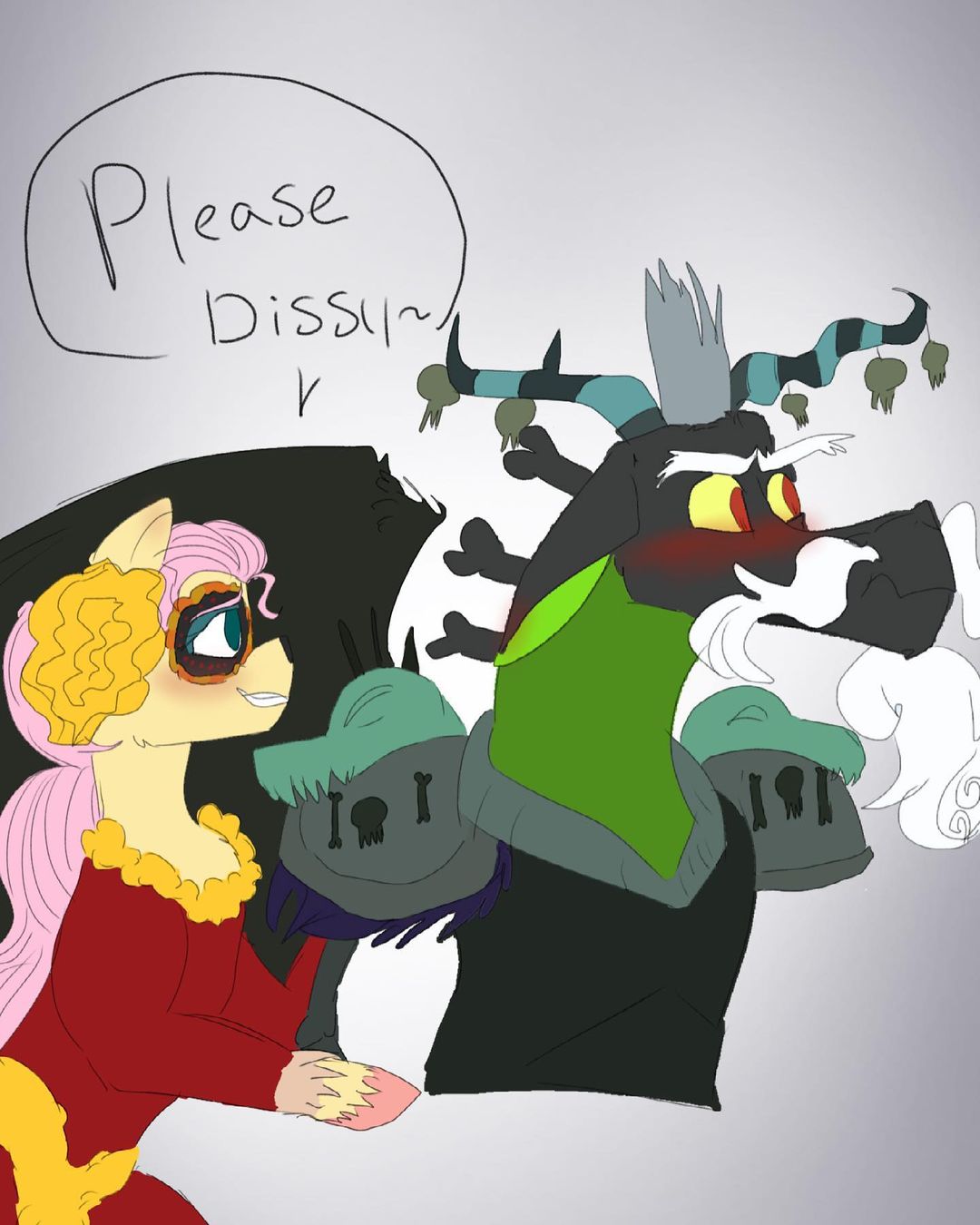 #2638536 - safe, artist:cocolove2176, discord, fluttershy, g4, blushing ...
