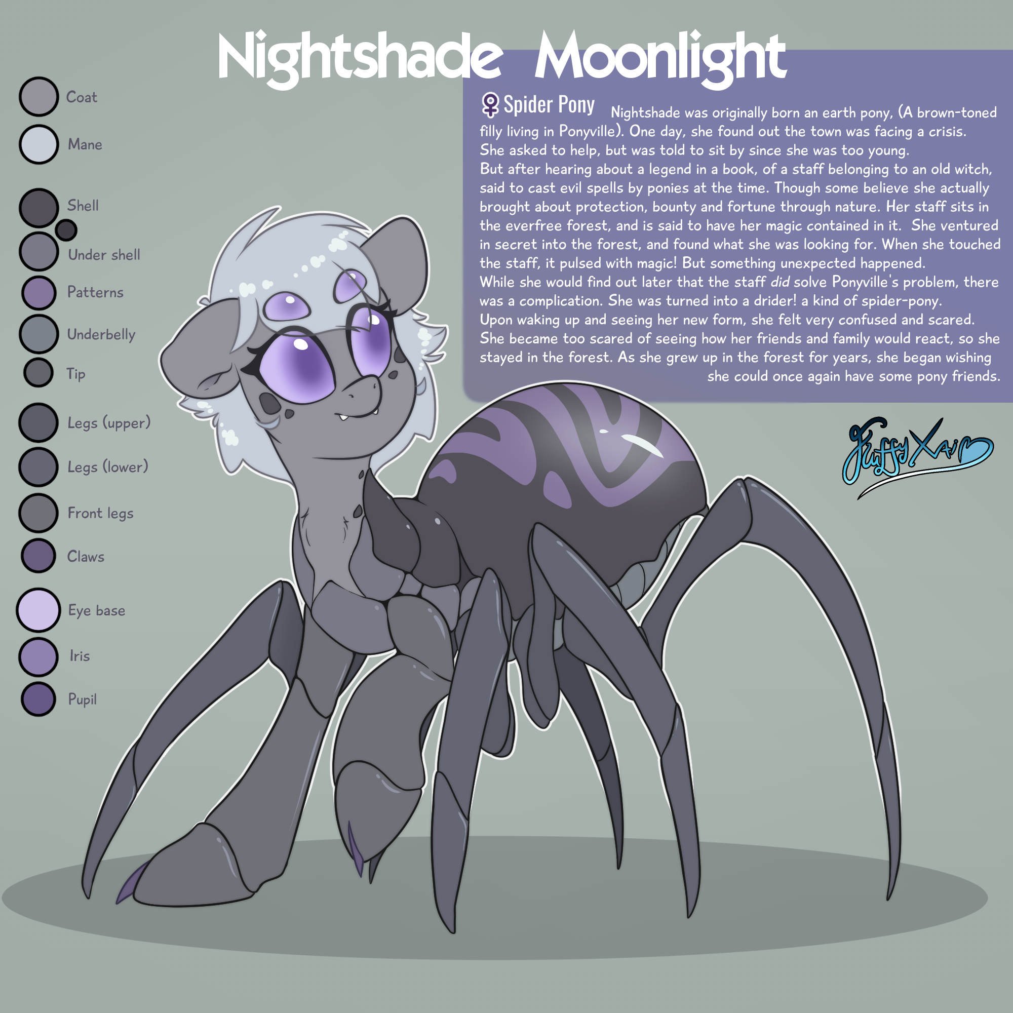 #2653626 - safe, artist:fluffyxai, oc, oc only, oc:nightshade moonlight, drider, monster pony ...