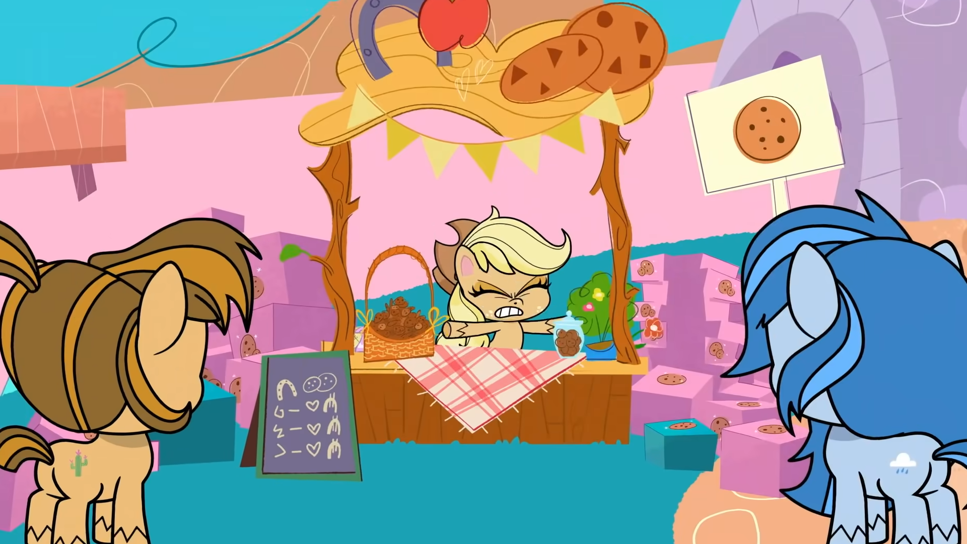 #2648767 - safe, screencap, applejack, desert weave, misty rain, earth ...