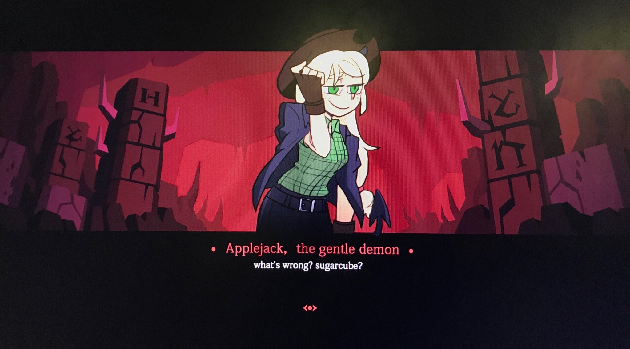 #2679910 - safe, artist:ried, applejack, demon, human, applejack's hat ...