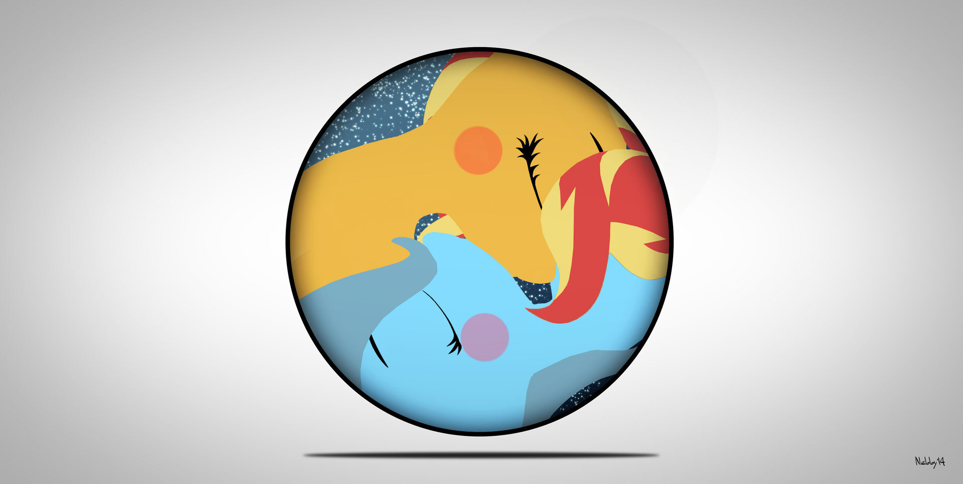 #2786232 - safe, artist:nebby14, sunset shimmer, trixie, pony, unicorn ...