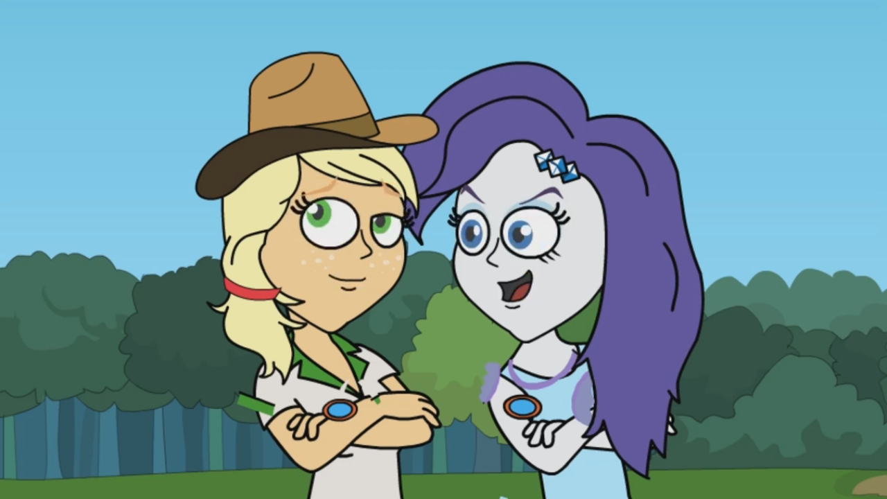 #2776589 - safe, applejack, rarity, equestria girls, applejack's hat ...