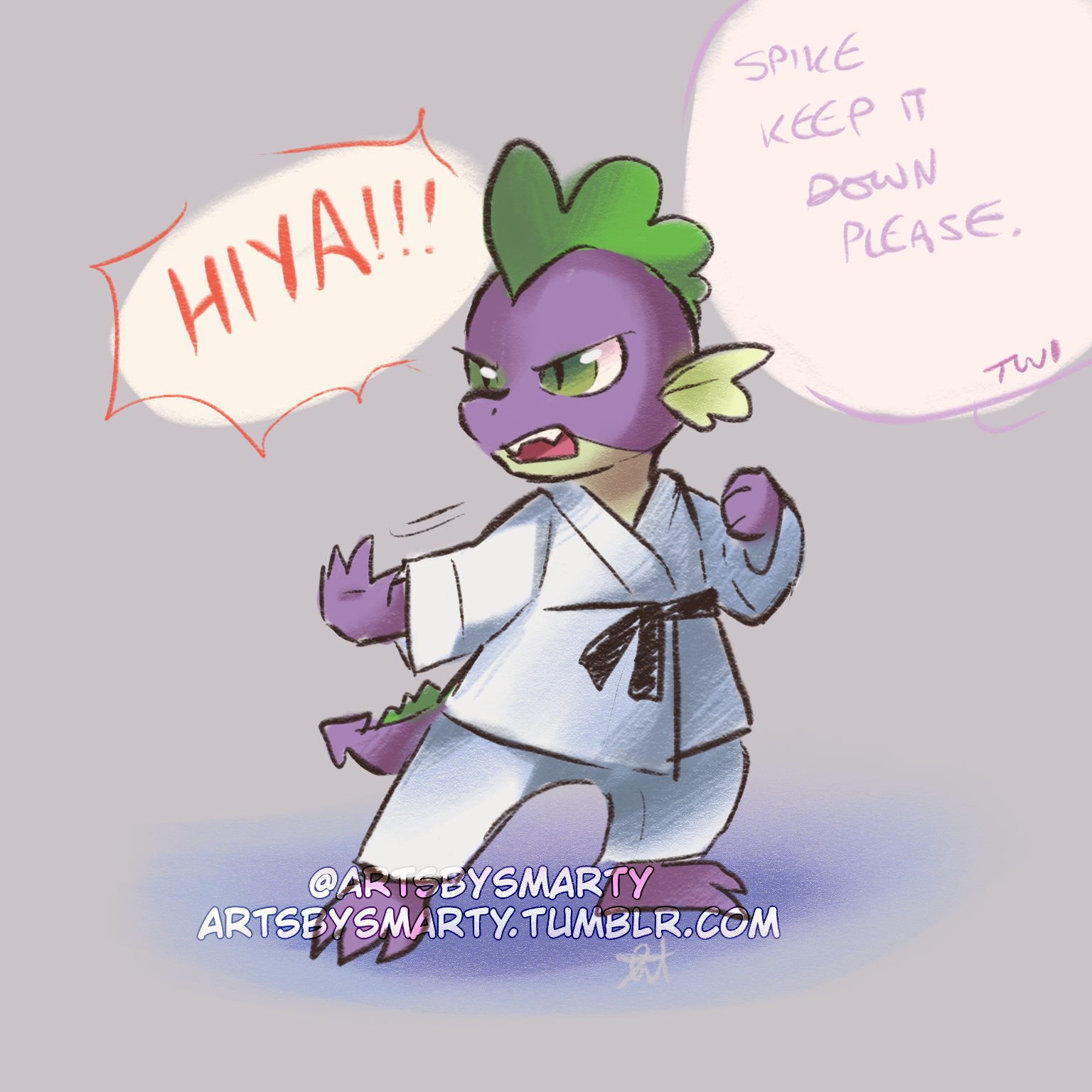 #2791357 - safe, artist:artsbysmarty, spike, dragon, g4, black belt ...