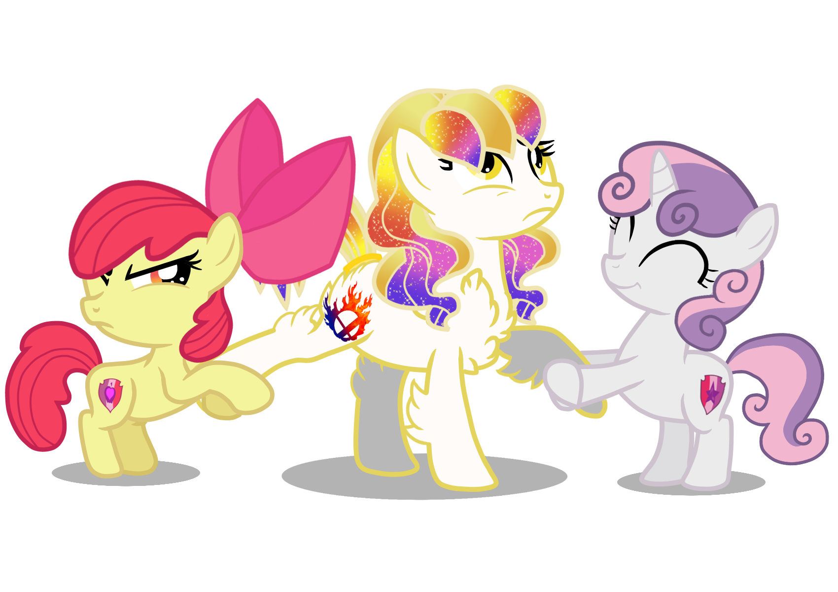 #2791788 - safe, artist:galeemlightseraphim, apple bloom, sweetie belle, oc, oc:galeem light ...
