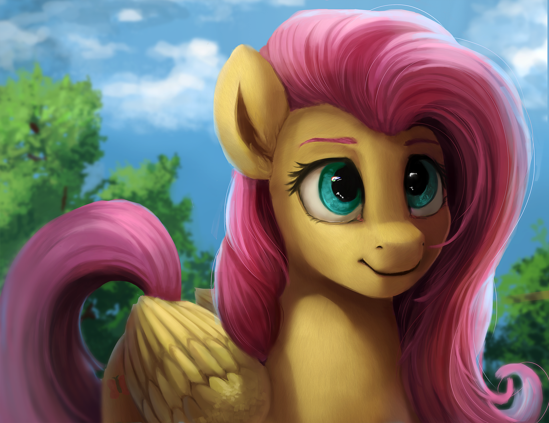 #2974972 - safe, artist:camyllea, fluttershy, pegasus, pony, g4, ear ...