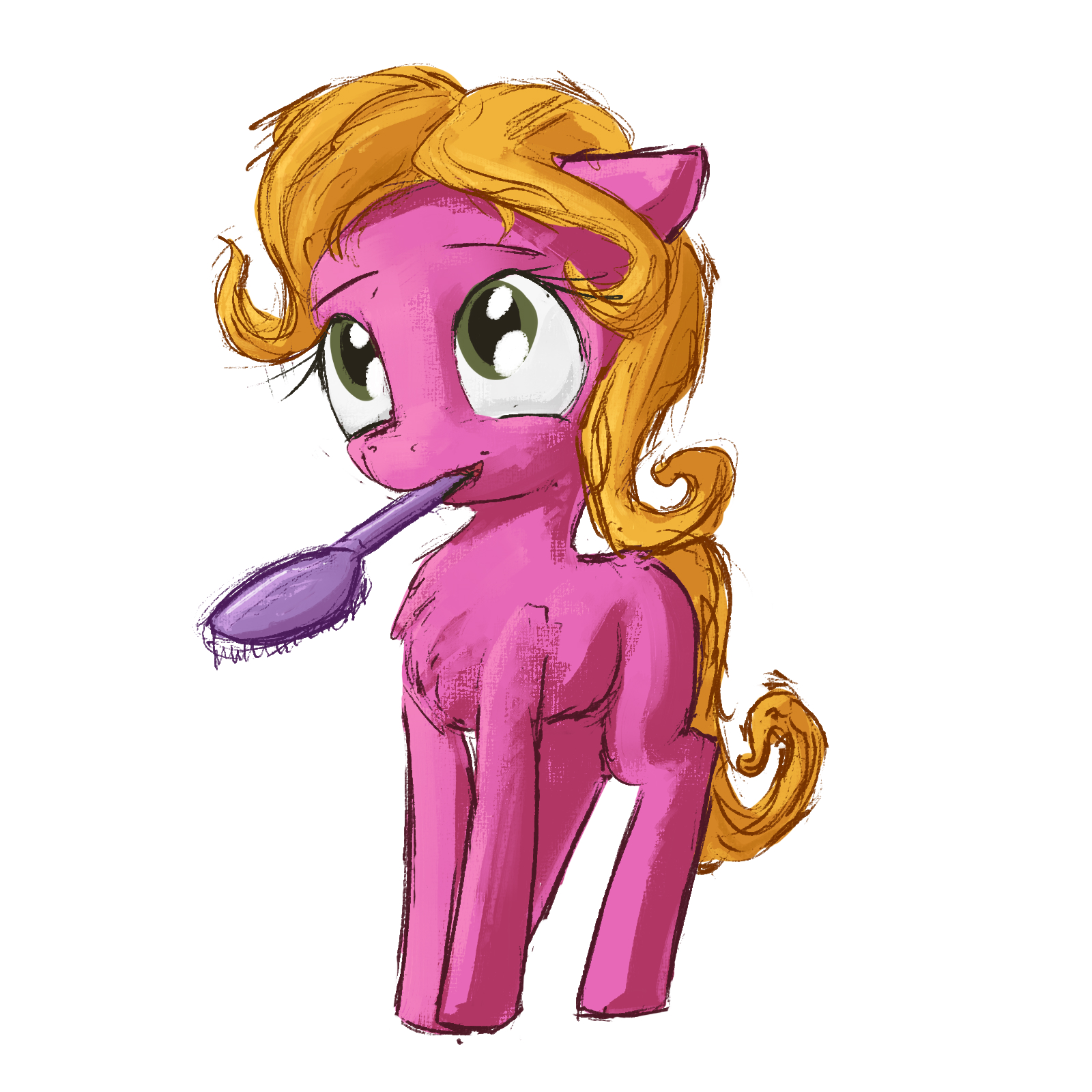 #2976342 - safe, artist:uteuk, shady, pony, g1, blank flank, brush ...