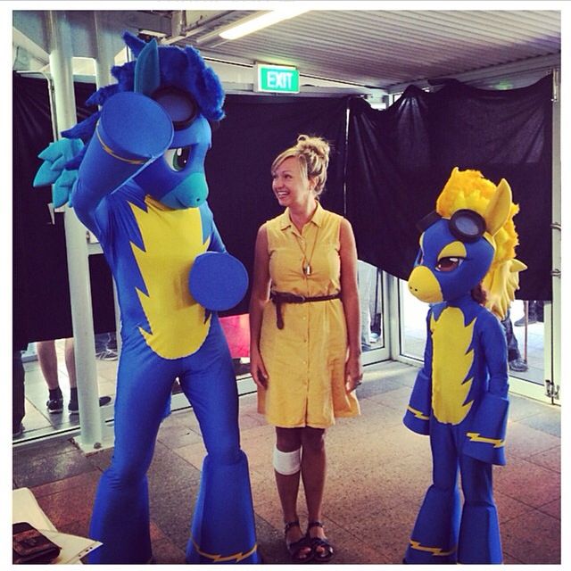 #2959647 - safe, soarin', spitfire, human, g4, ashleigh ball, fursuit ...