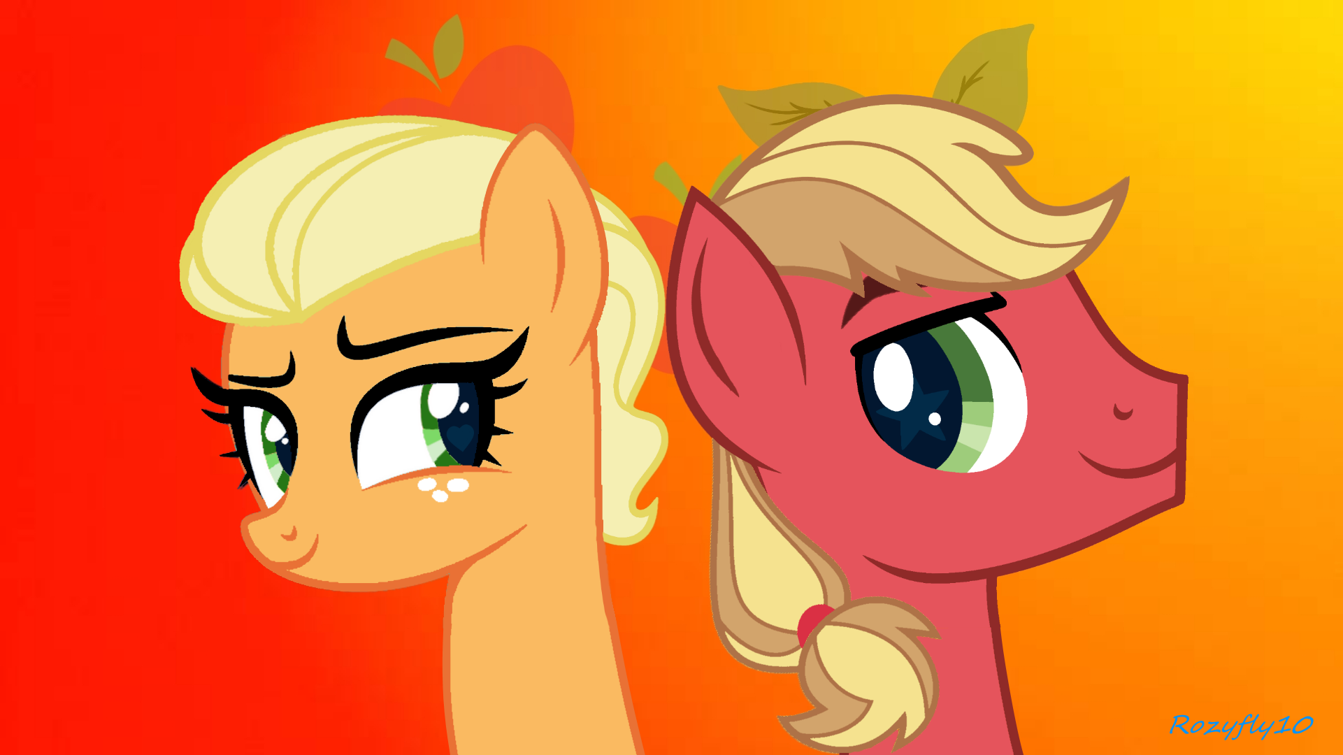 #2961096 - safe, artist:rozyfly10, applejack, sprout cloverleaf, earth ...